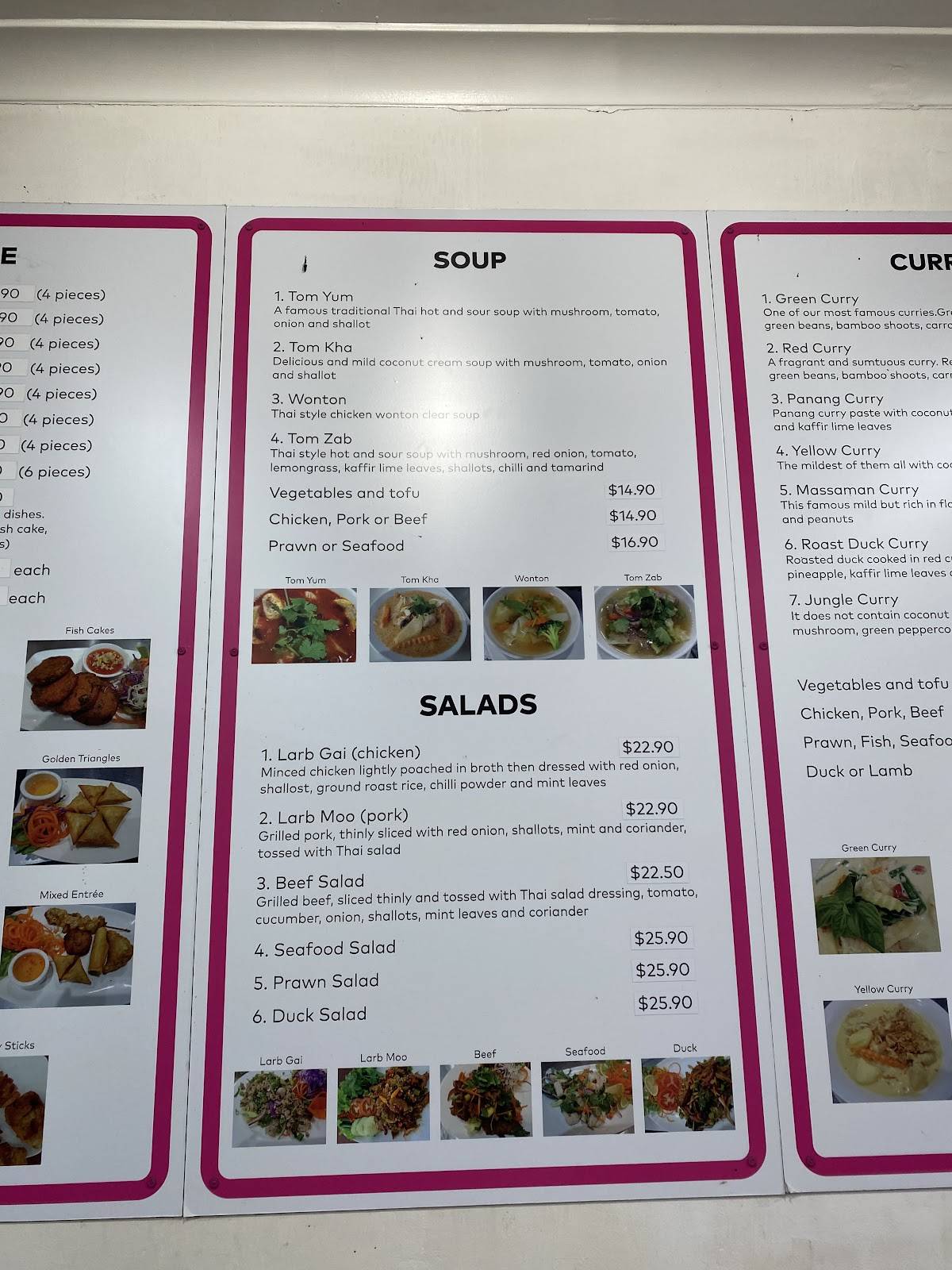 Menu at Pinto Thai restaurant, Tweed Heads South