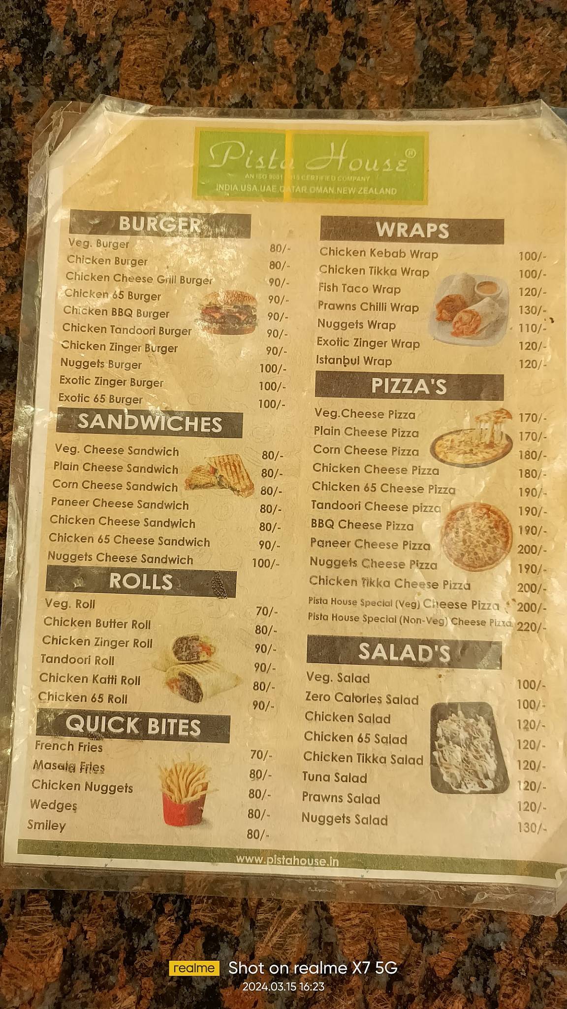 Menu at Pista House - Mandi Section, Hyderabad
