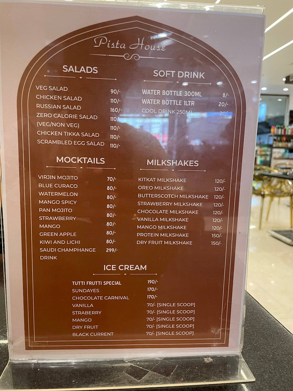 Menu at Pista House Santosh Nagar, Hyderabad