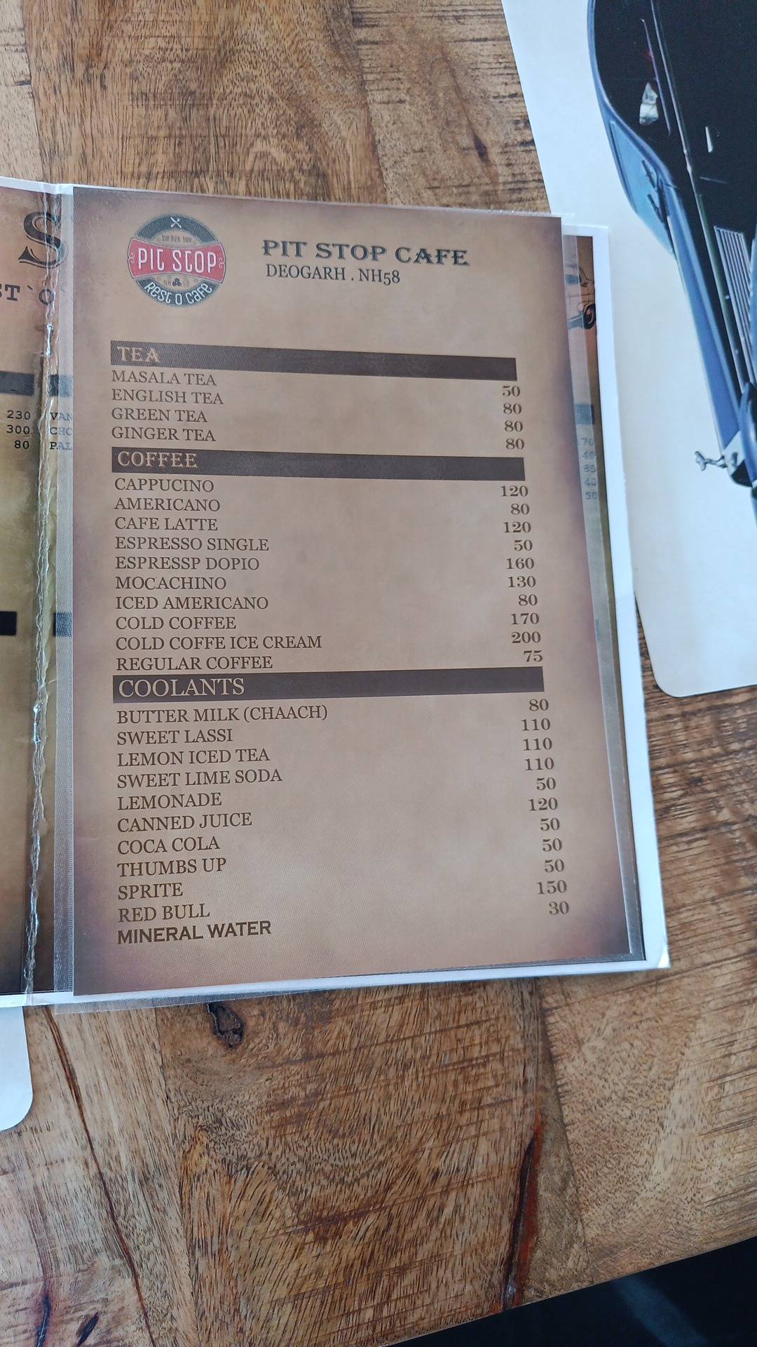 Menu at Pit Stop Deogarh ( Cafe & Restaurant ), India