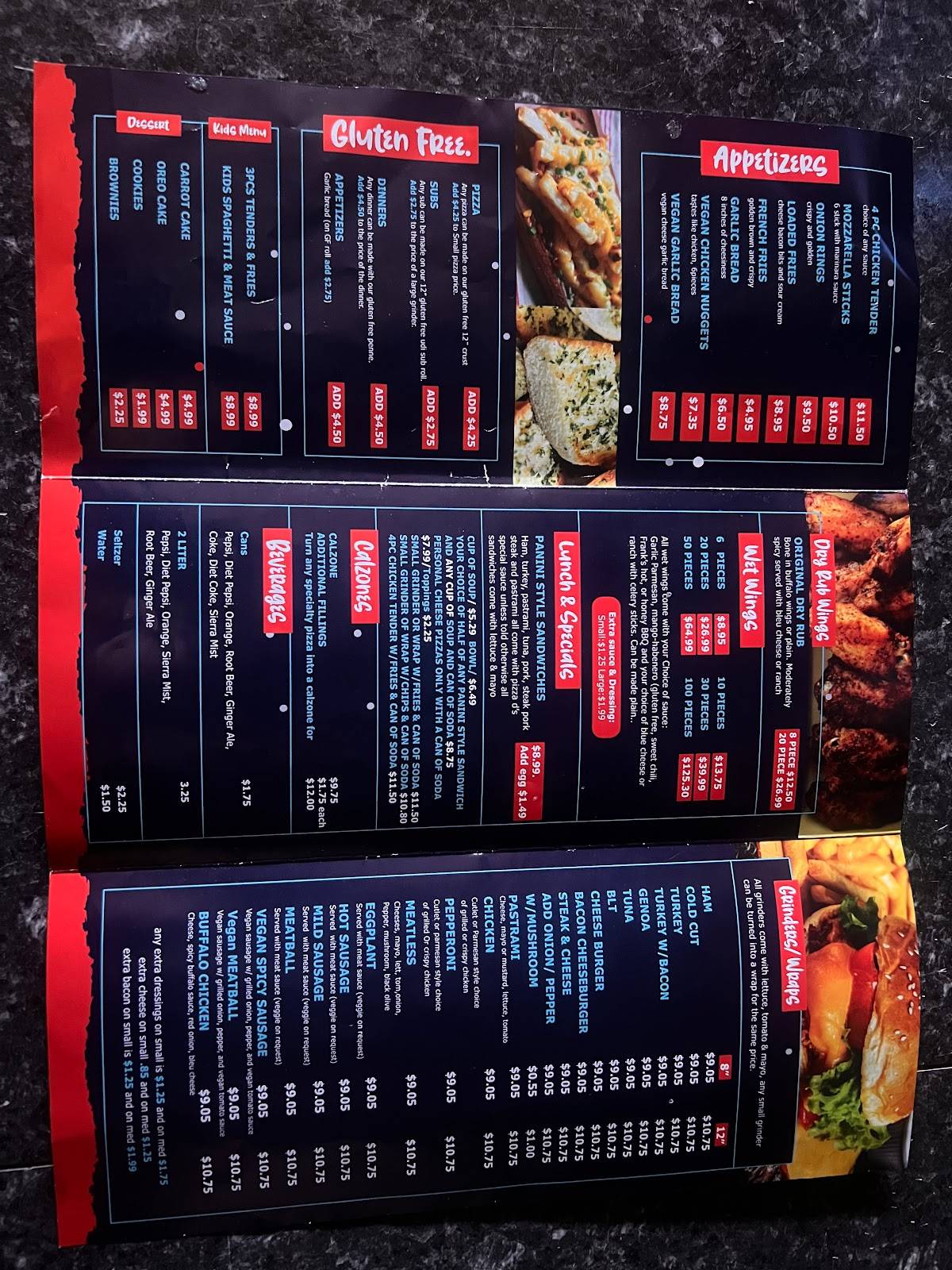 Menu at Pizza D'Action pizzeria, Holyoke