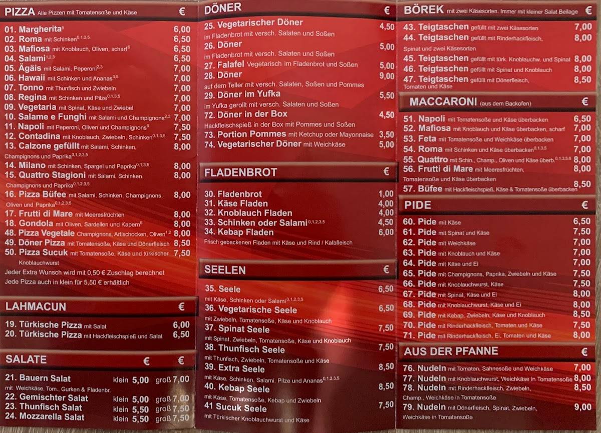 Speisekarte von Büfee restaurant, Radolfzell am Bodensee, Löwengasse 4