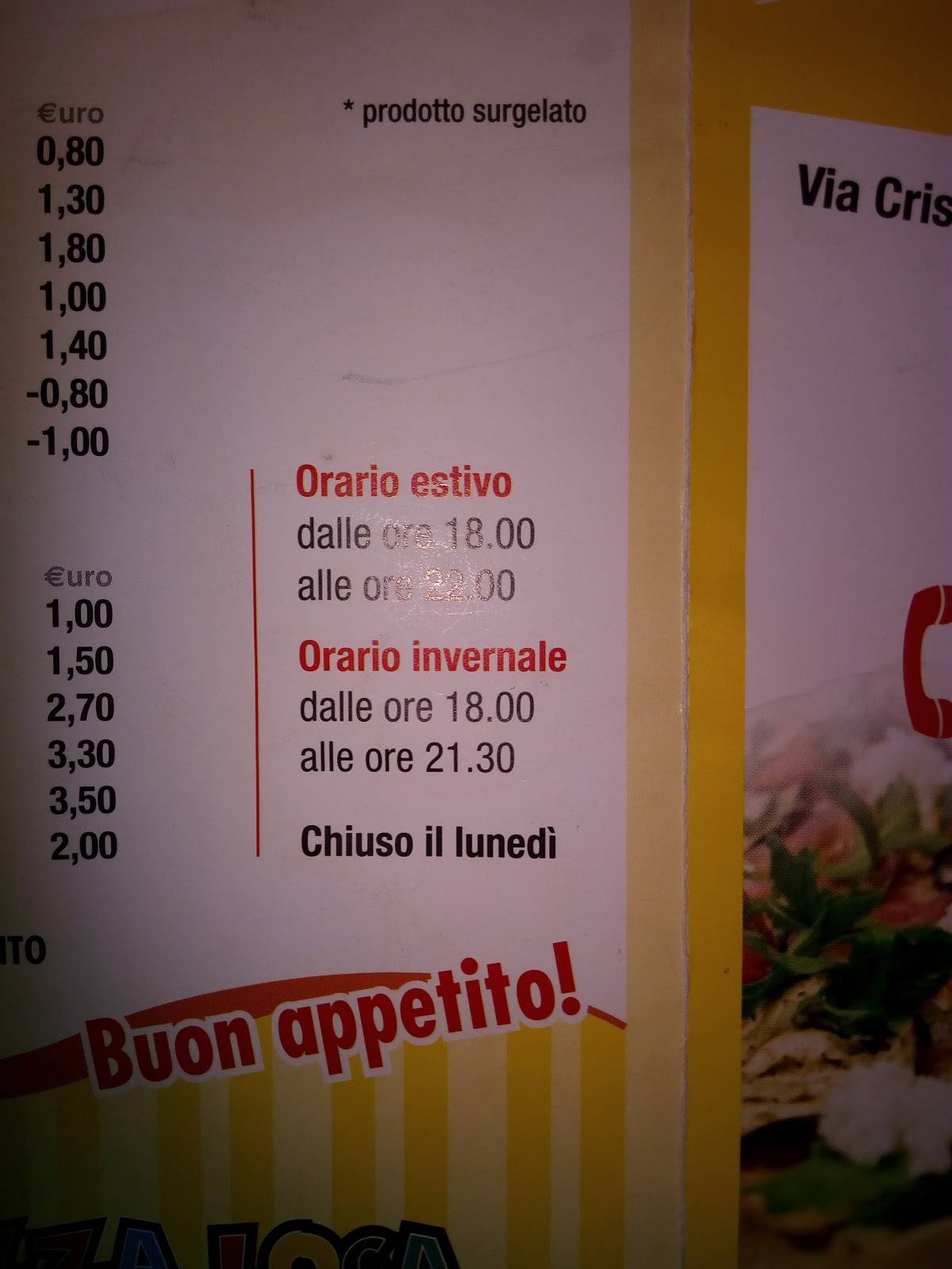 Menu da Pizza Loca pizzeria, Santa Lucia di Piave