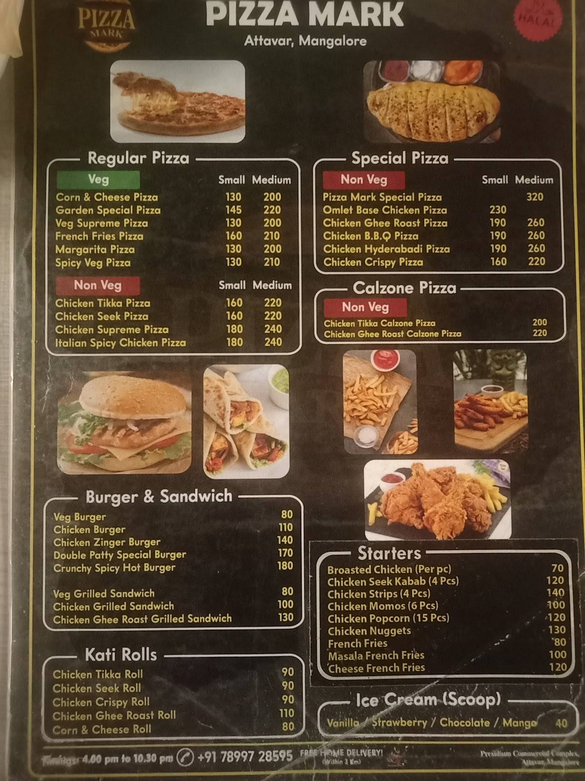 Menu at Pizza Mark, Mangaluru, ground floor