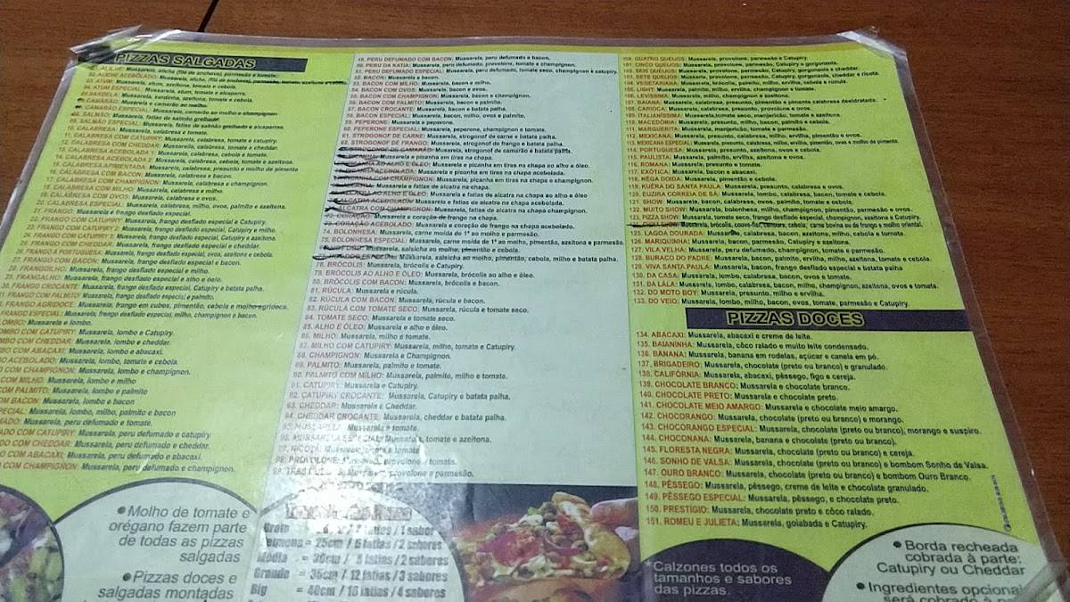 Menu em Pizza Show pizzaria, Ponta Grossa