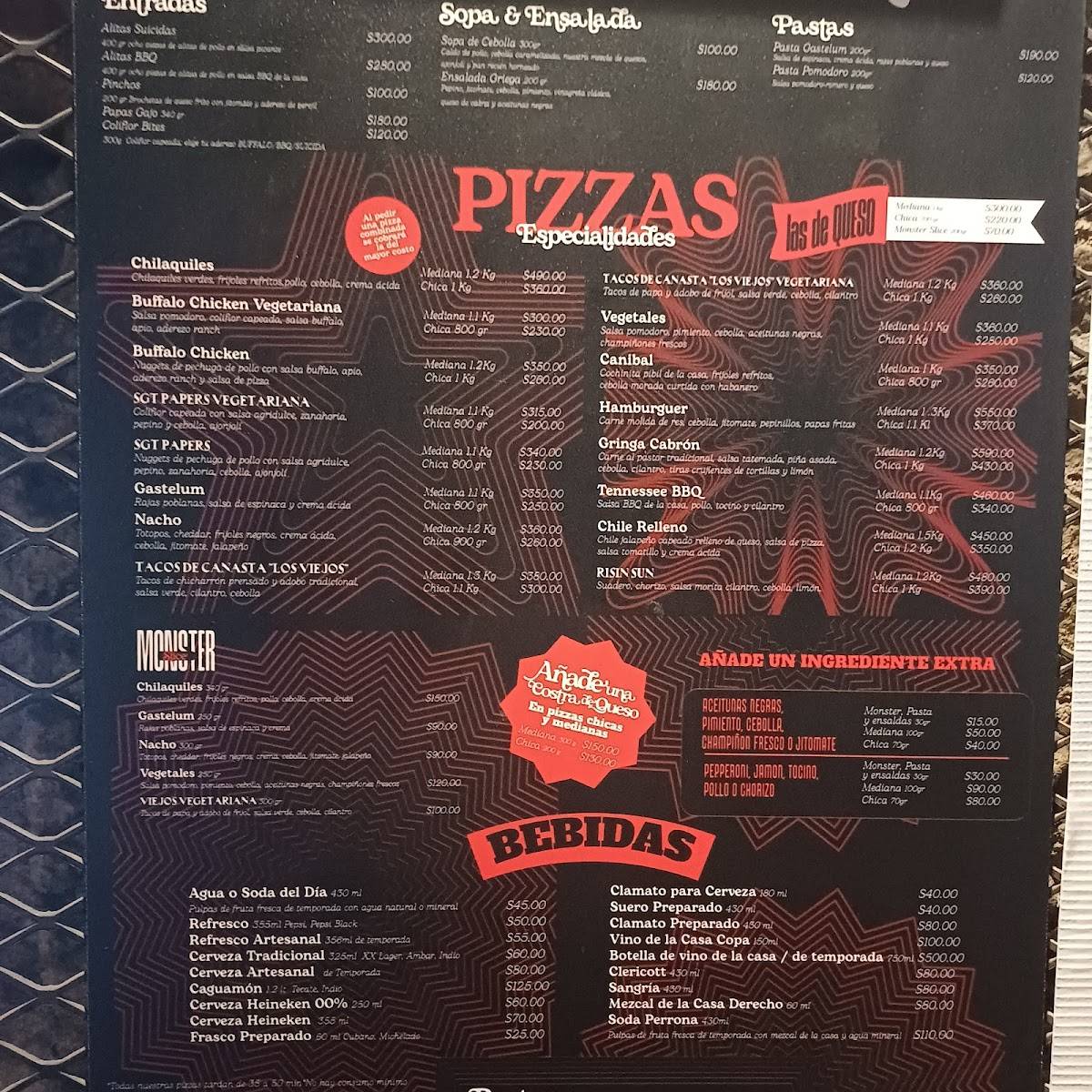 Carta De Pizzería Pizza Del Perro Negro Ciudad De México Donceles 64