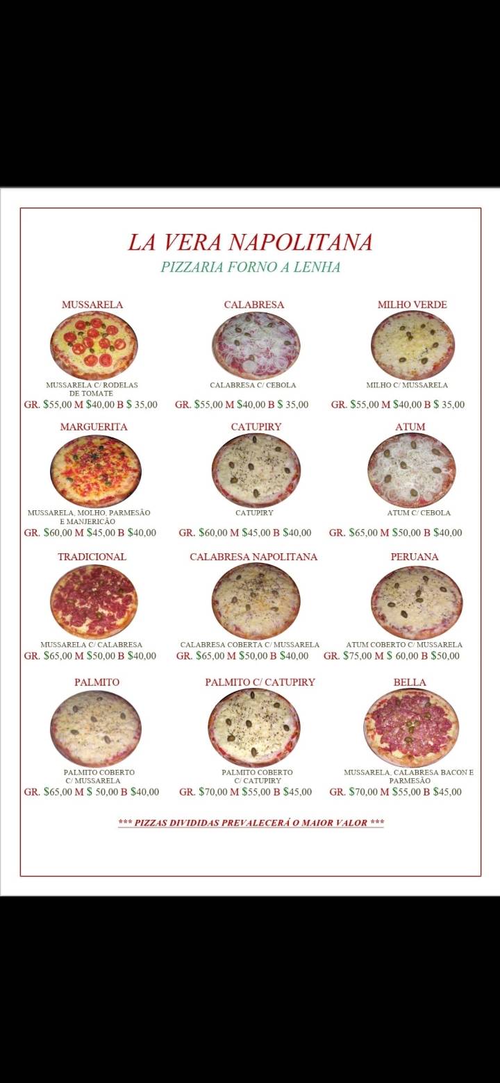 Menu em Pizzaria La Vera Napolitana, Peruíbe
