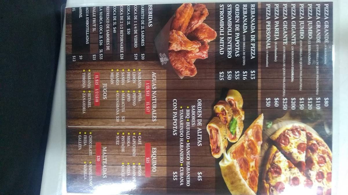 Carta del restaurante Pizzas el Azteca, Mexico
