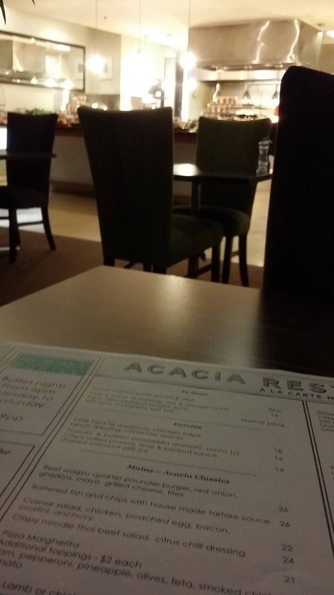Menu at Acacia Restaurant & Garden Bar, Auckland