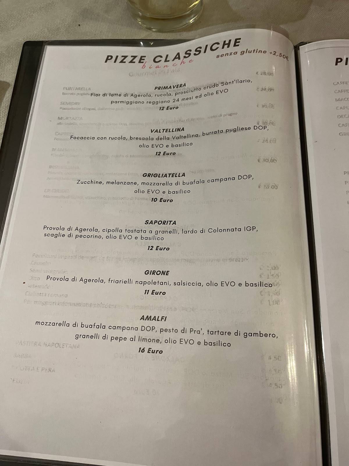 Menu da Arte bianca ristorante, Treviso, Via dei Da Prata