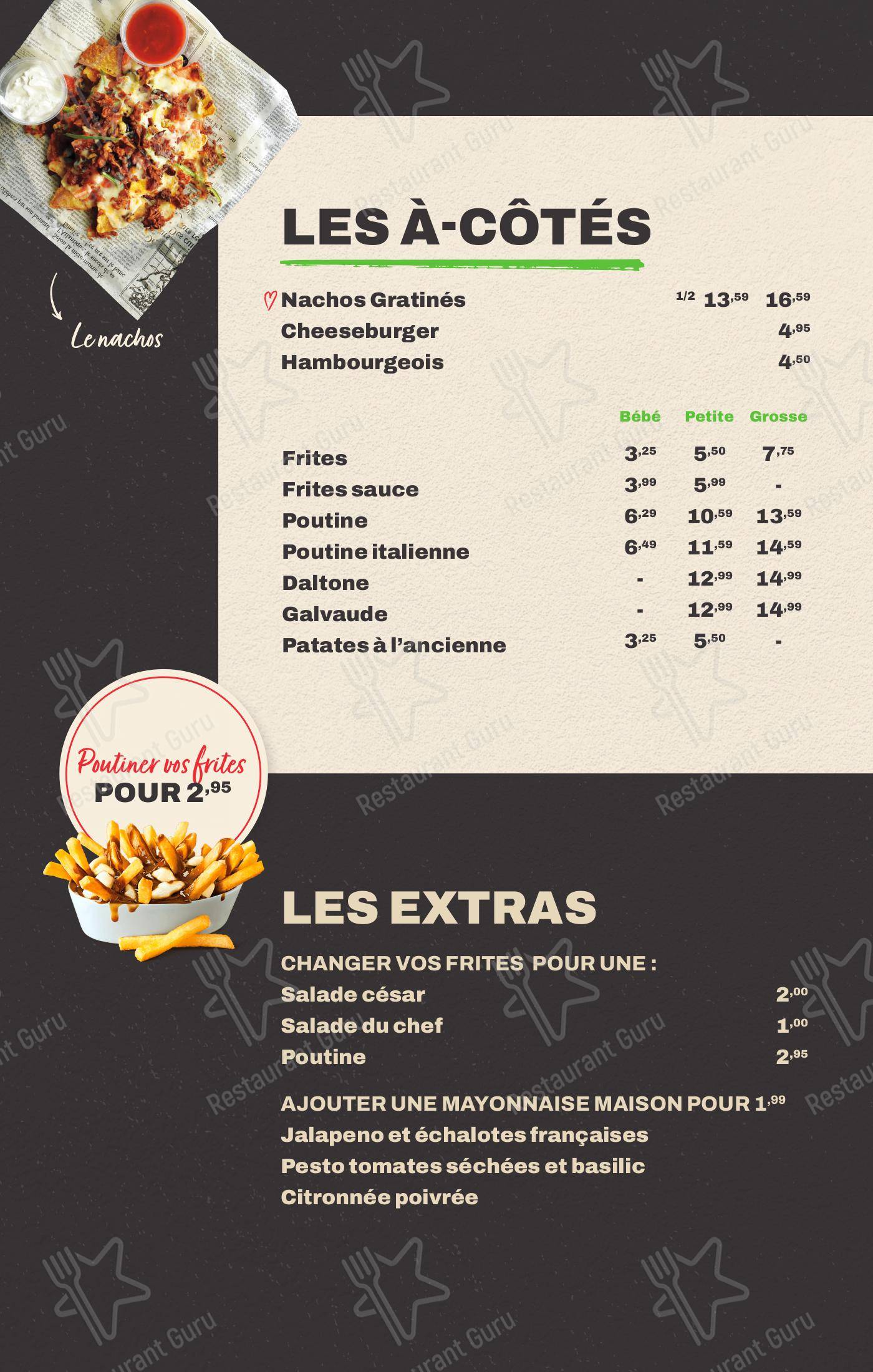 Menu au Pizzeria Du Boulevard, Thetford Mines