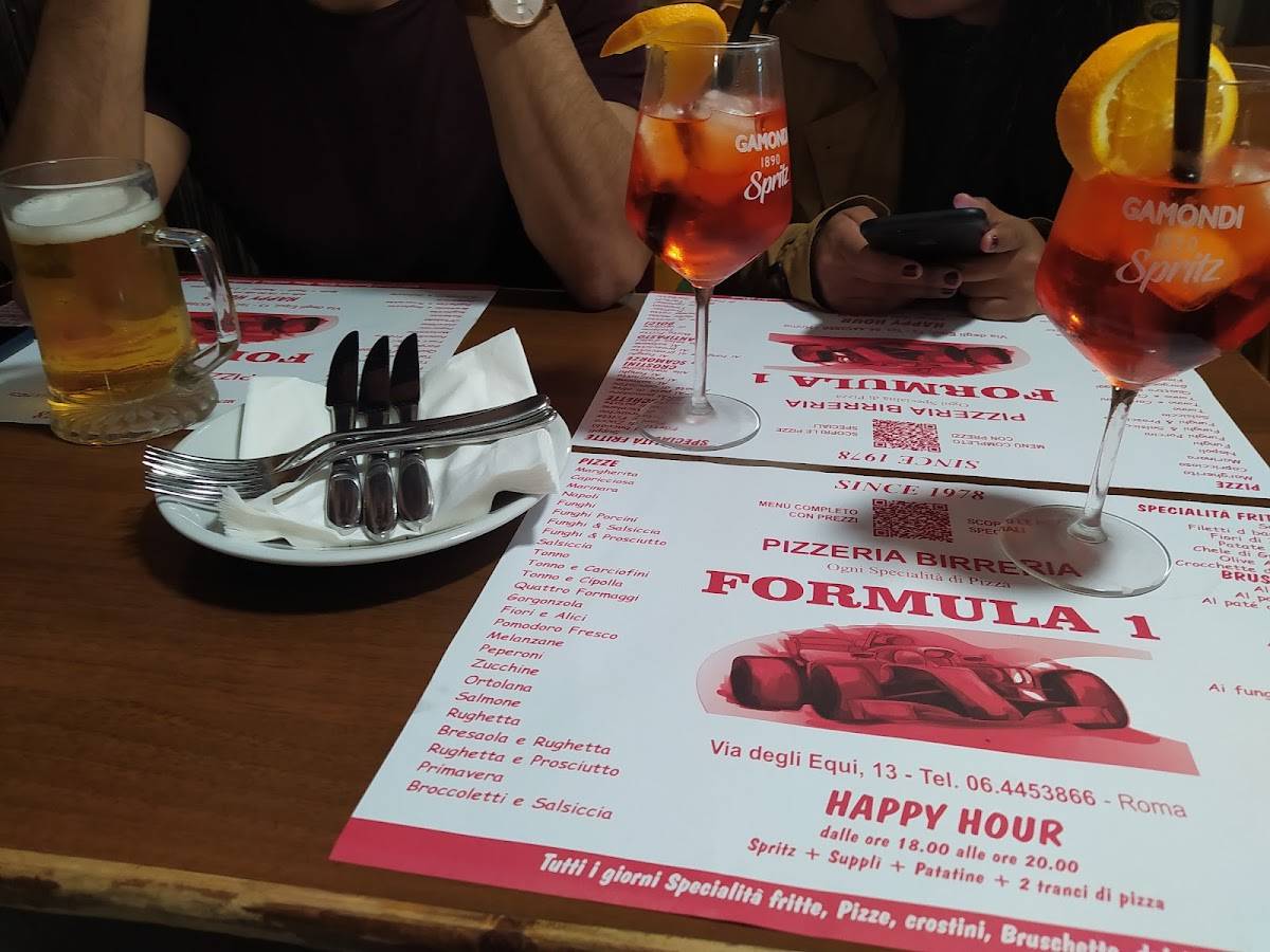 Speisekarte von Pizzeria Formula 1, ROM