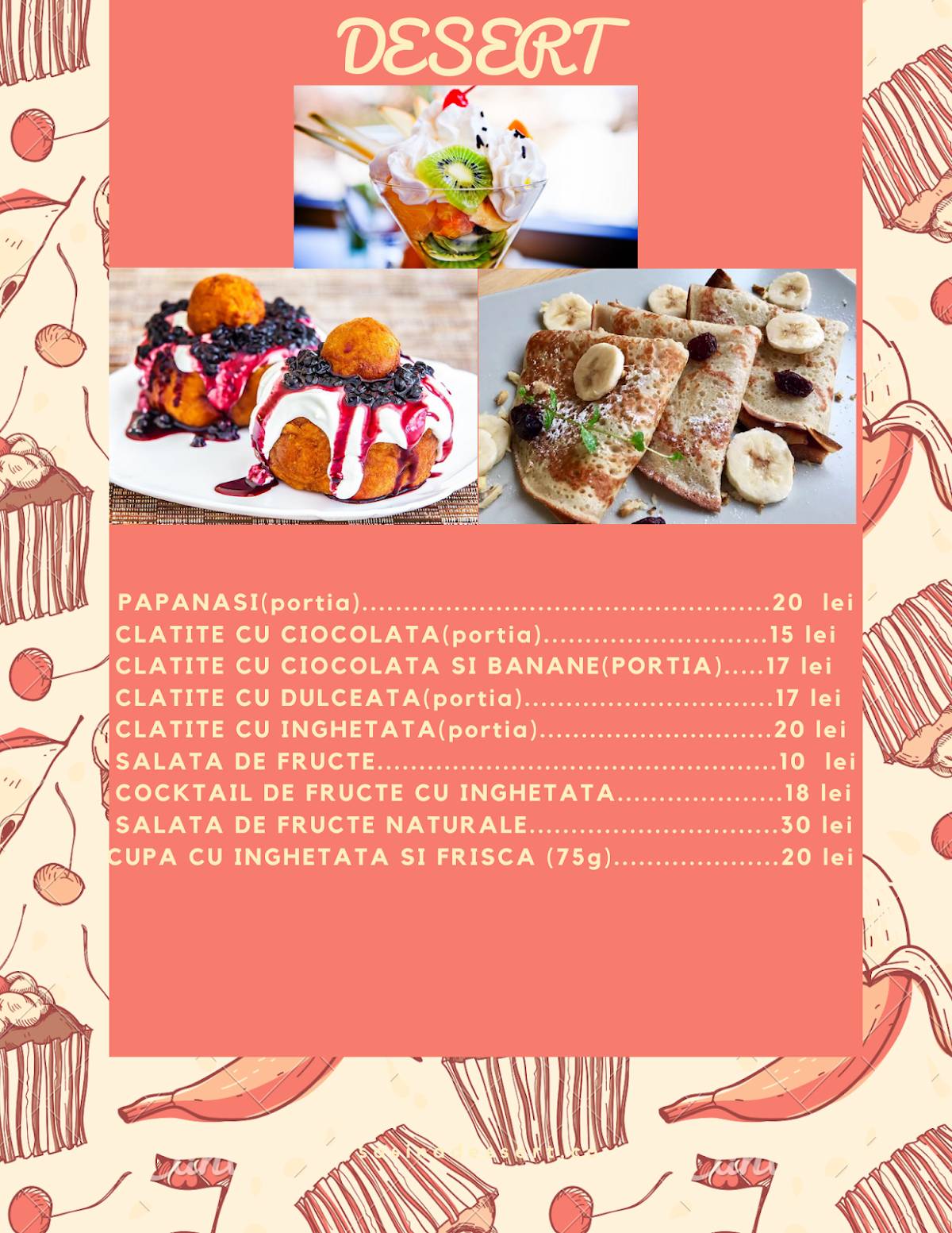 Menu at Pizzeria Giulia, Câmpina