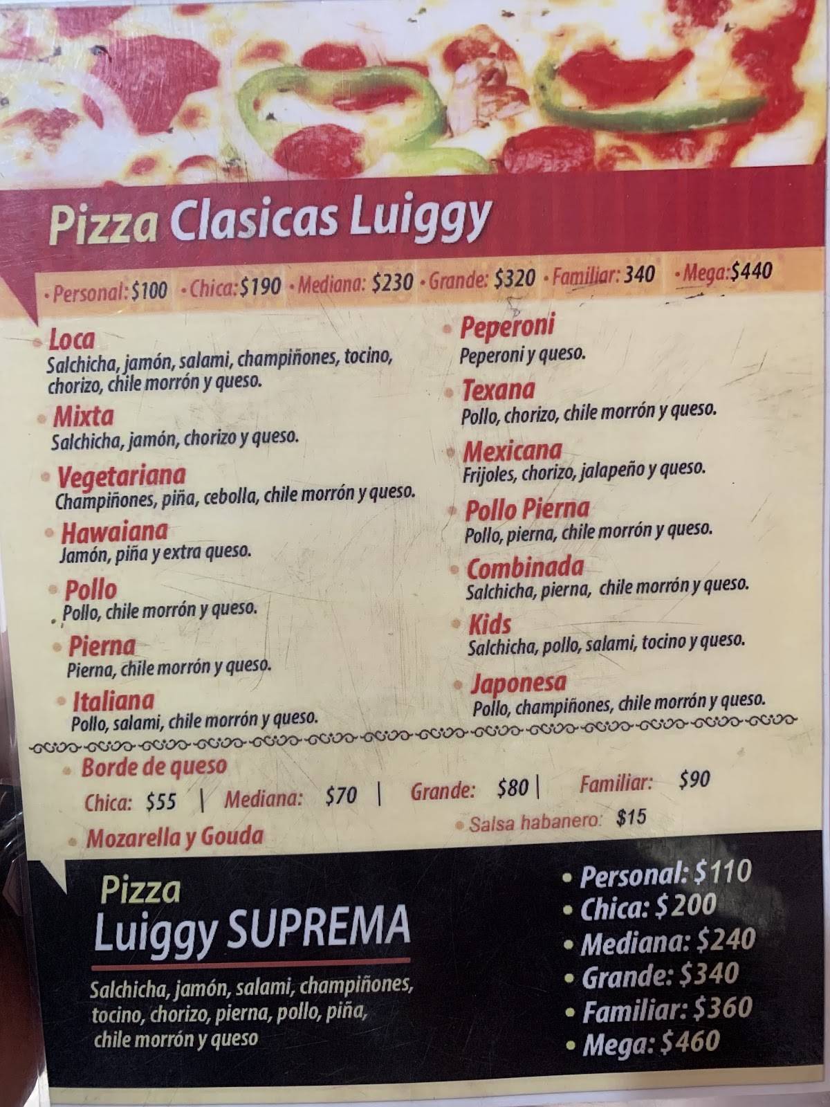 Carta de Pizzeria Luigi, Lázaro Cárdenas, 60950 Lázaro Cárdenas