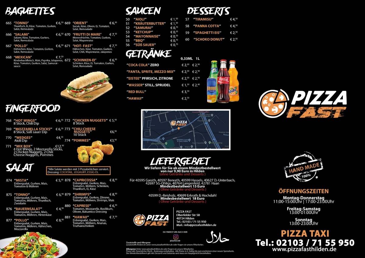 Menu au Pizza Fast, Hilden