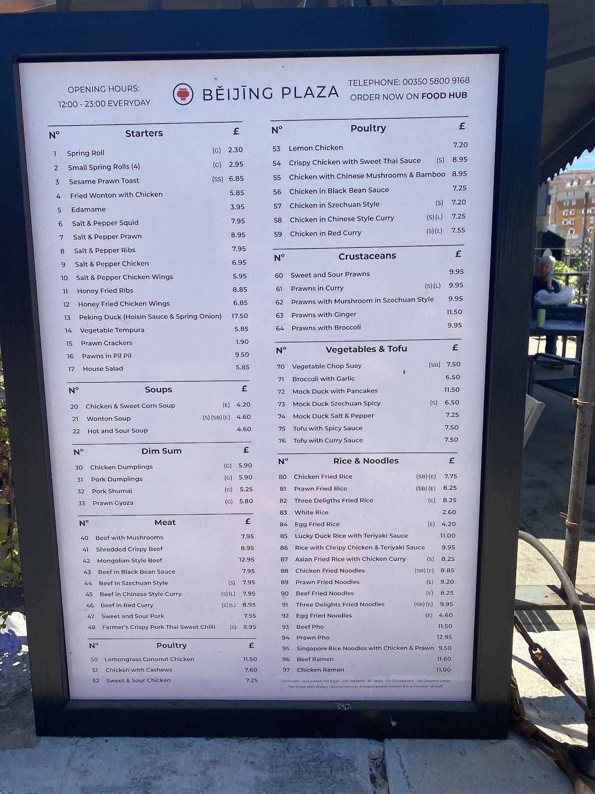 Menu at Pizzeria Plaza, Gibraltar