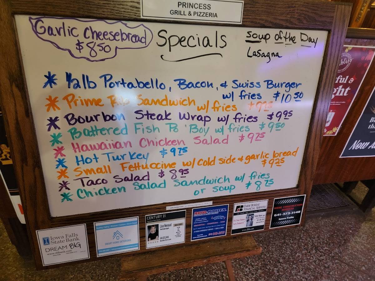 Menu at Princess Grill & Pizzeria, Iowa Falls