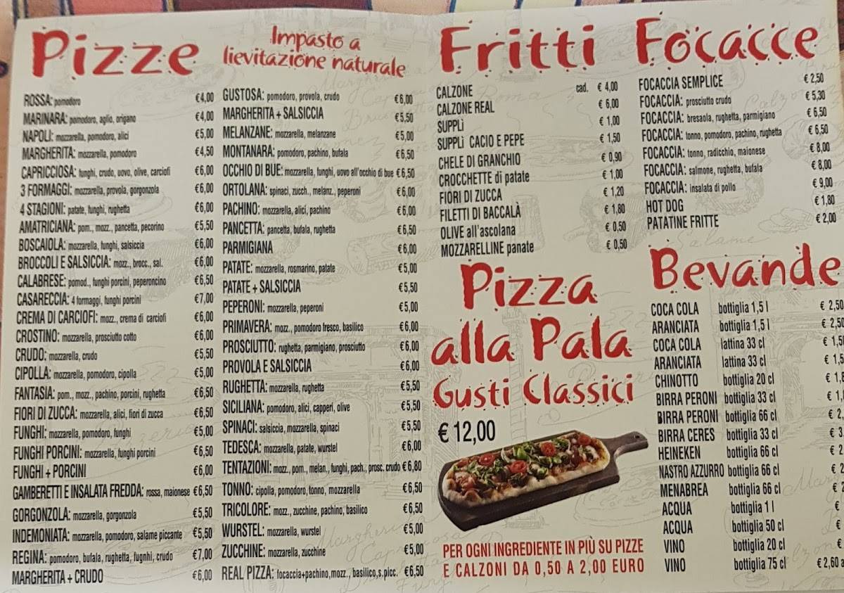 Menu da Real Pizza di Aloi Salvatore ristorante, Roma, Via Di Casalotti 80
