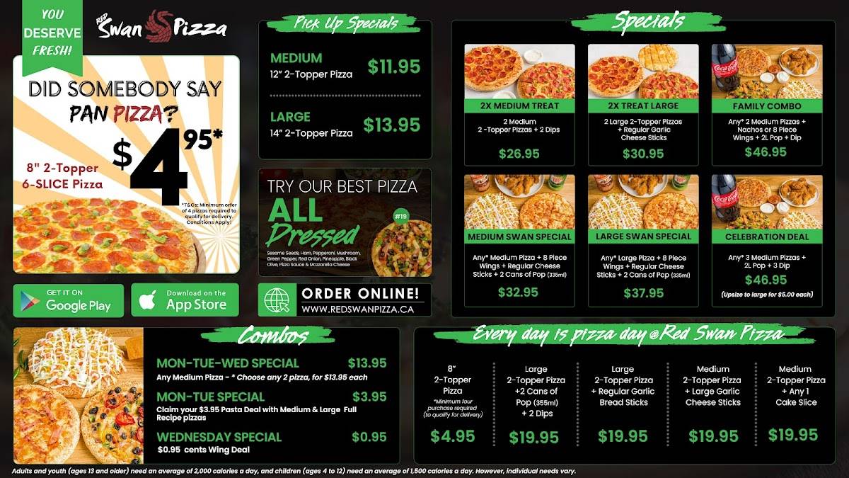 Menu at Red Swan Pizza - Calgary Macleod Trail pizzeria, Calgary ...