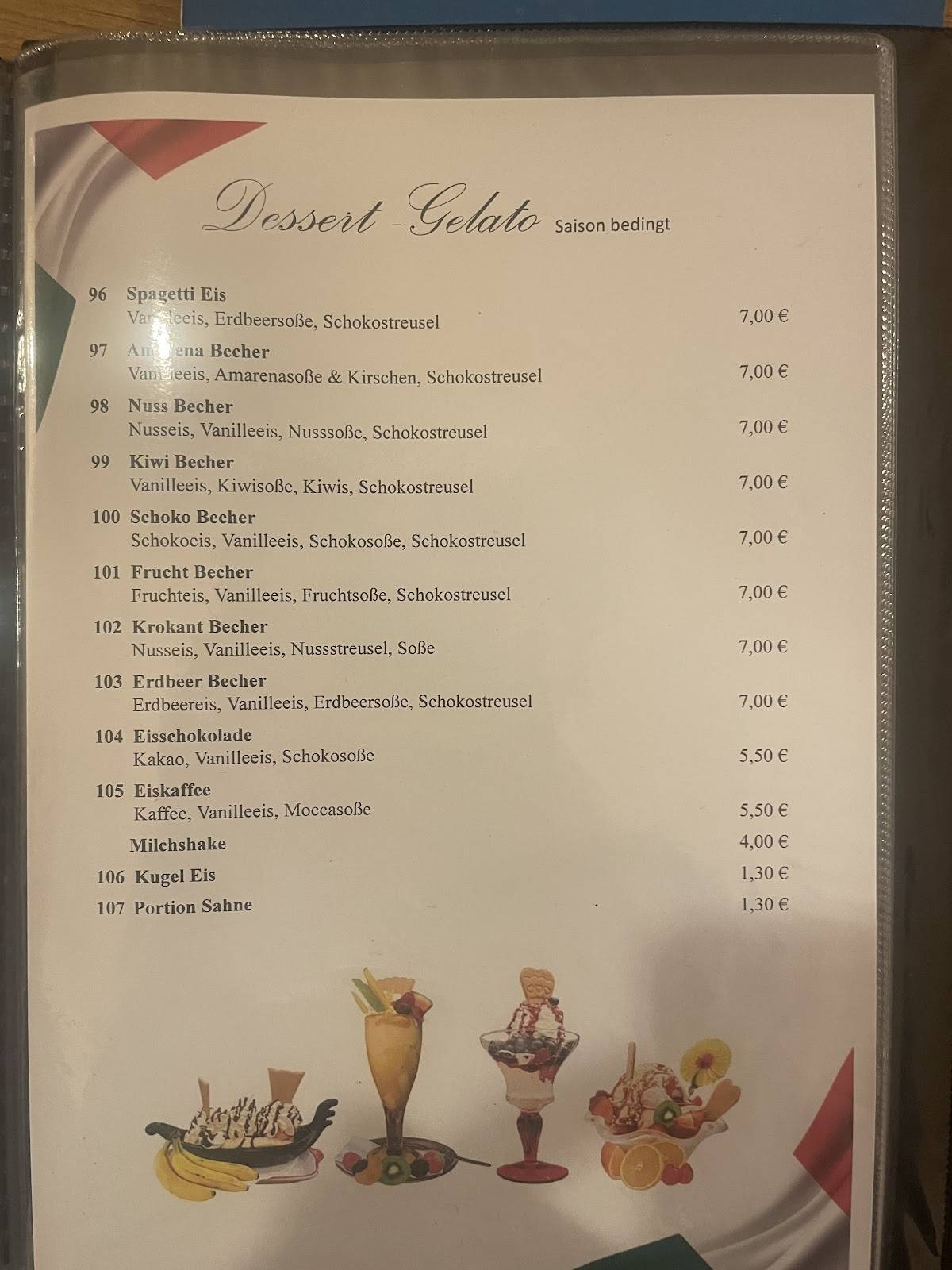 Speisekarte von Pizzeria Soleil, Zülpich
