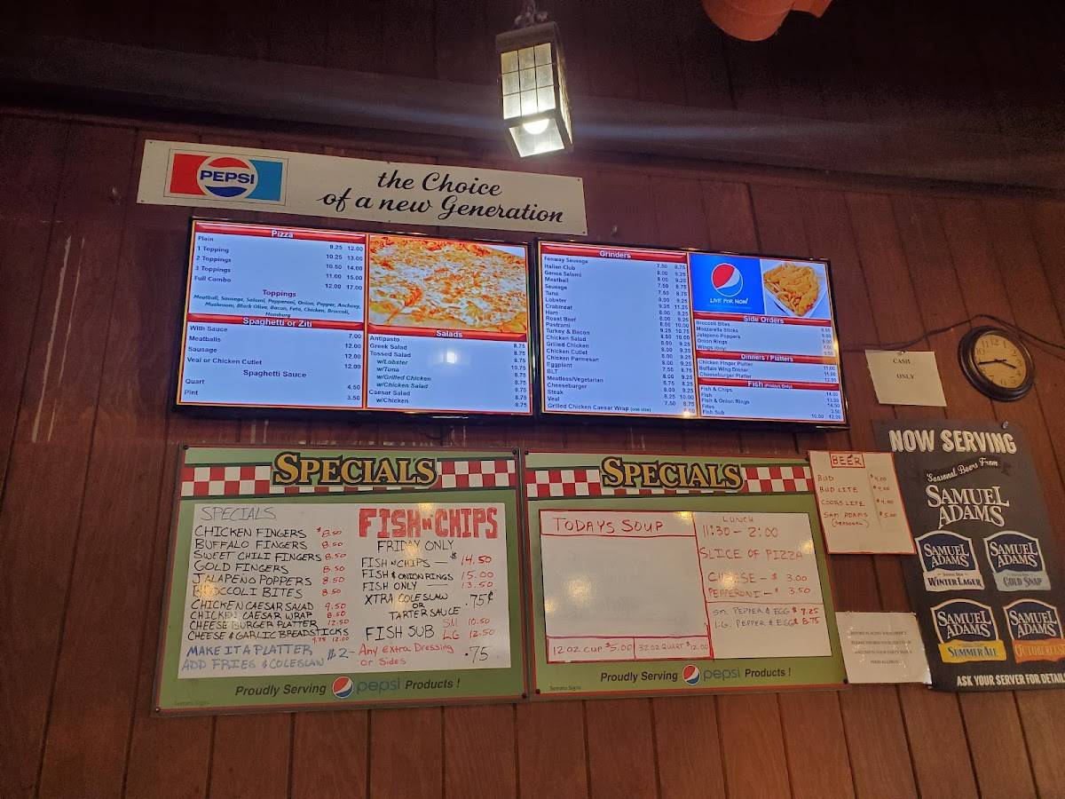 Menu at Steve's Pizza pizzeria, West Boylston, 341 MA-12