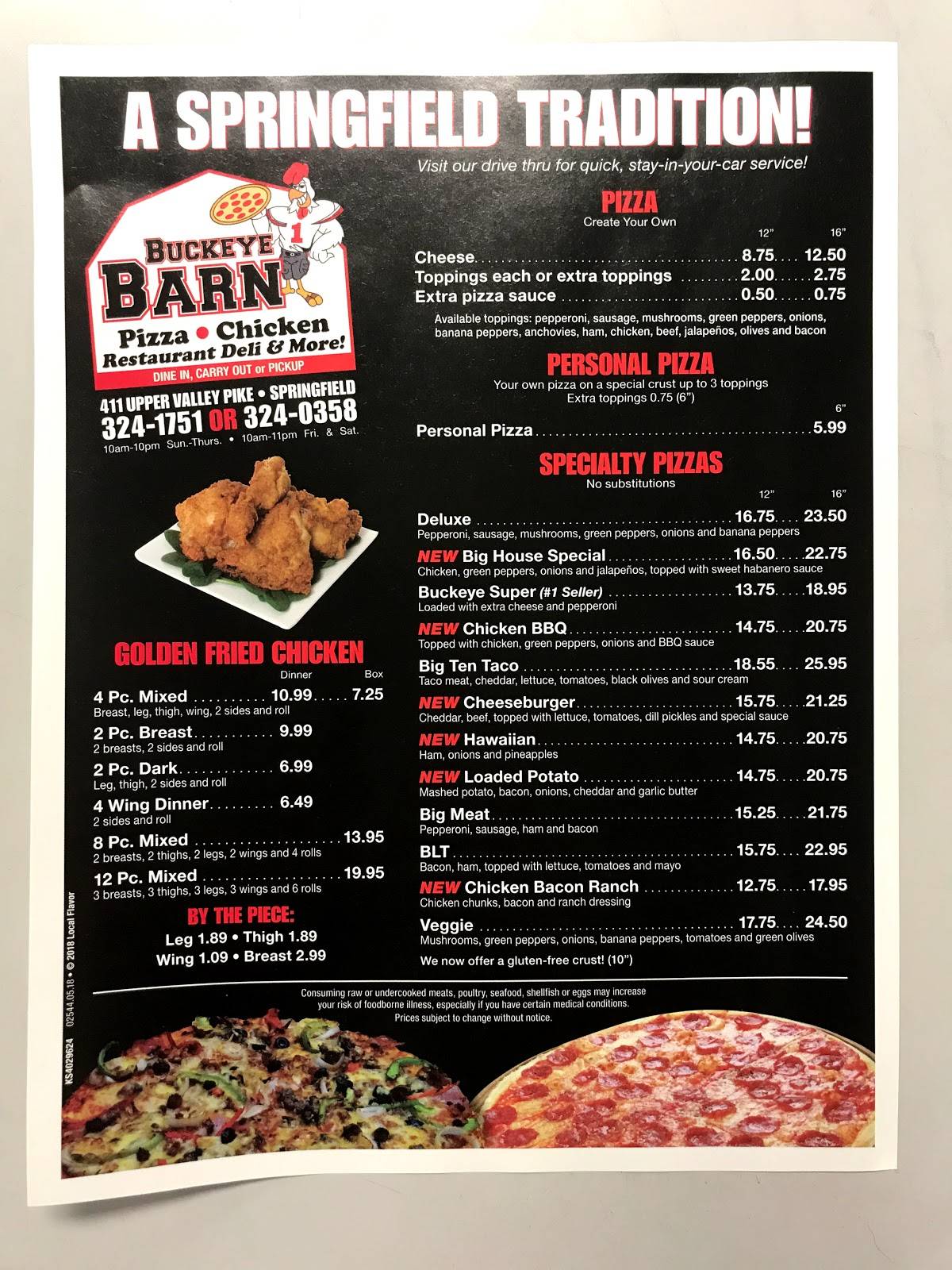 Menu at The Buckeye Barn, Springfield