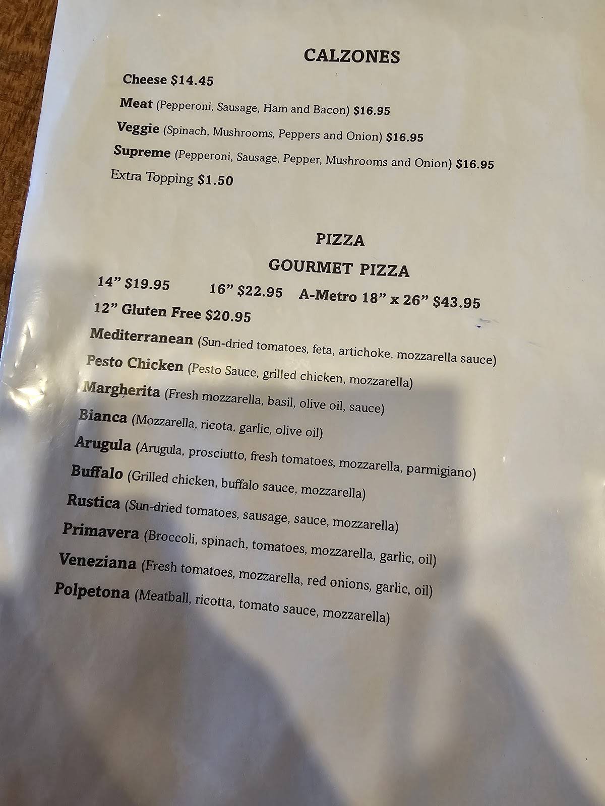 Menu at Tuttorosso Restaurant & Pizzeria, Saint Pete Beach, Blind Pass Rd