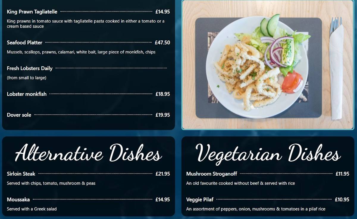 Menu at Platters restaurant, Plymouth, 12 The Barbican