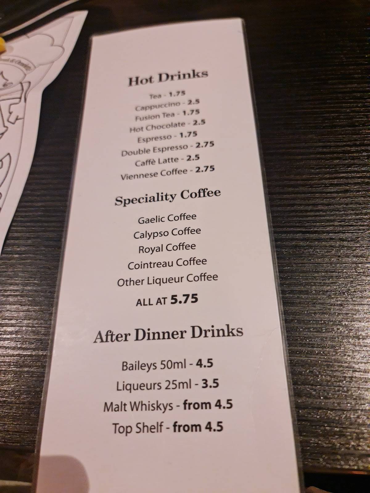 Menu at Steak & Omelette restaurant, Plymouth