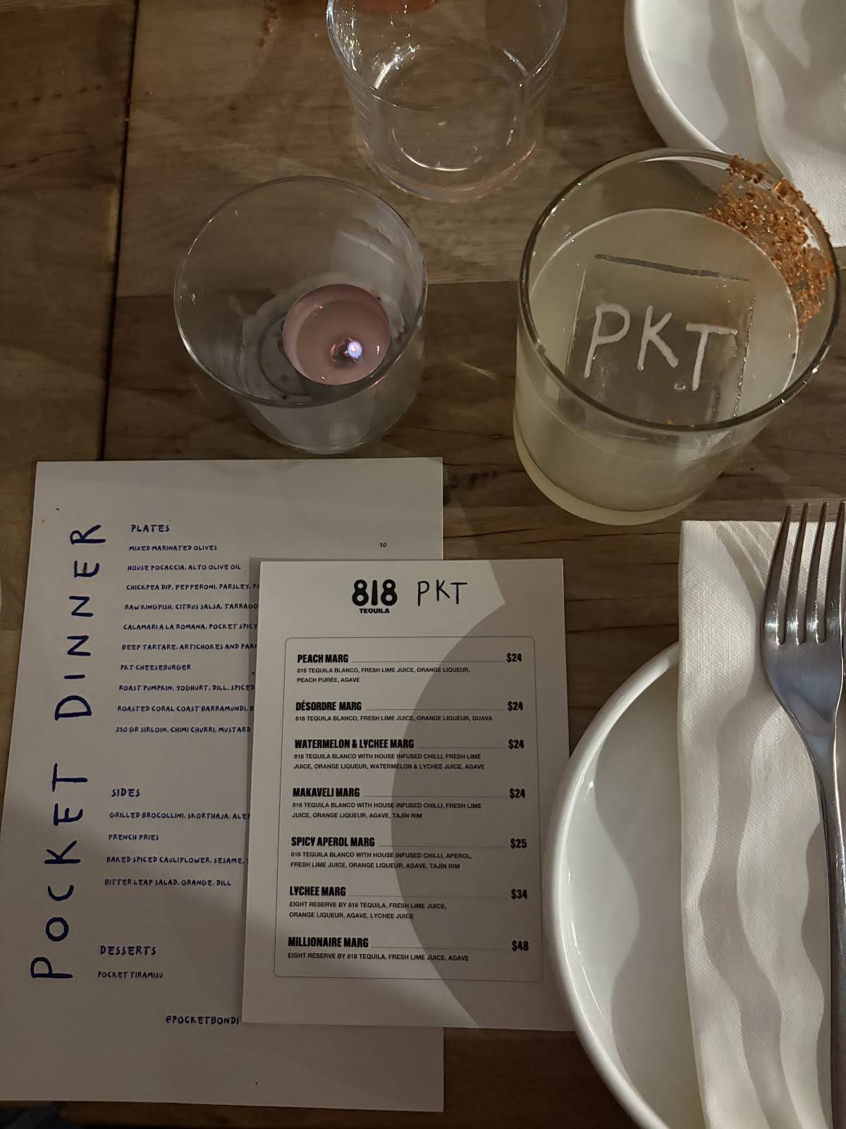 Menu at Pocket Bondi pub & bar, Bondi Beach