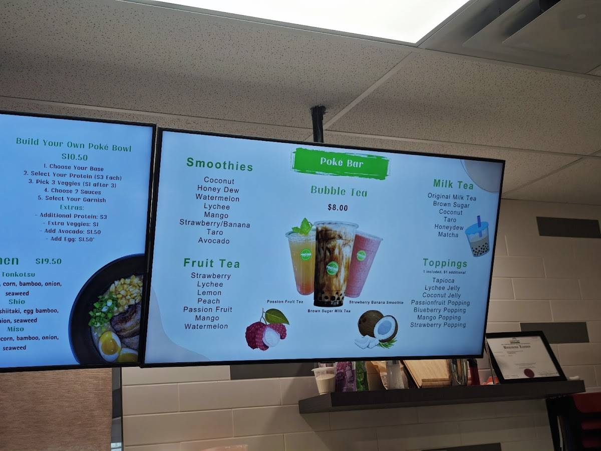 Menu at Poké-Bar, North Bay
