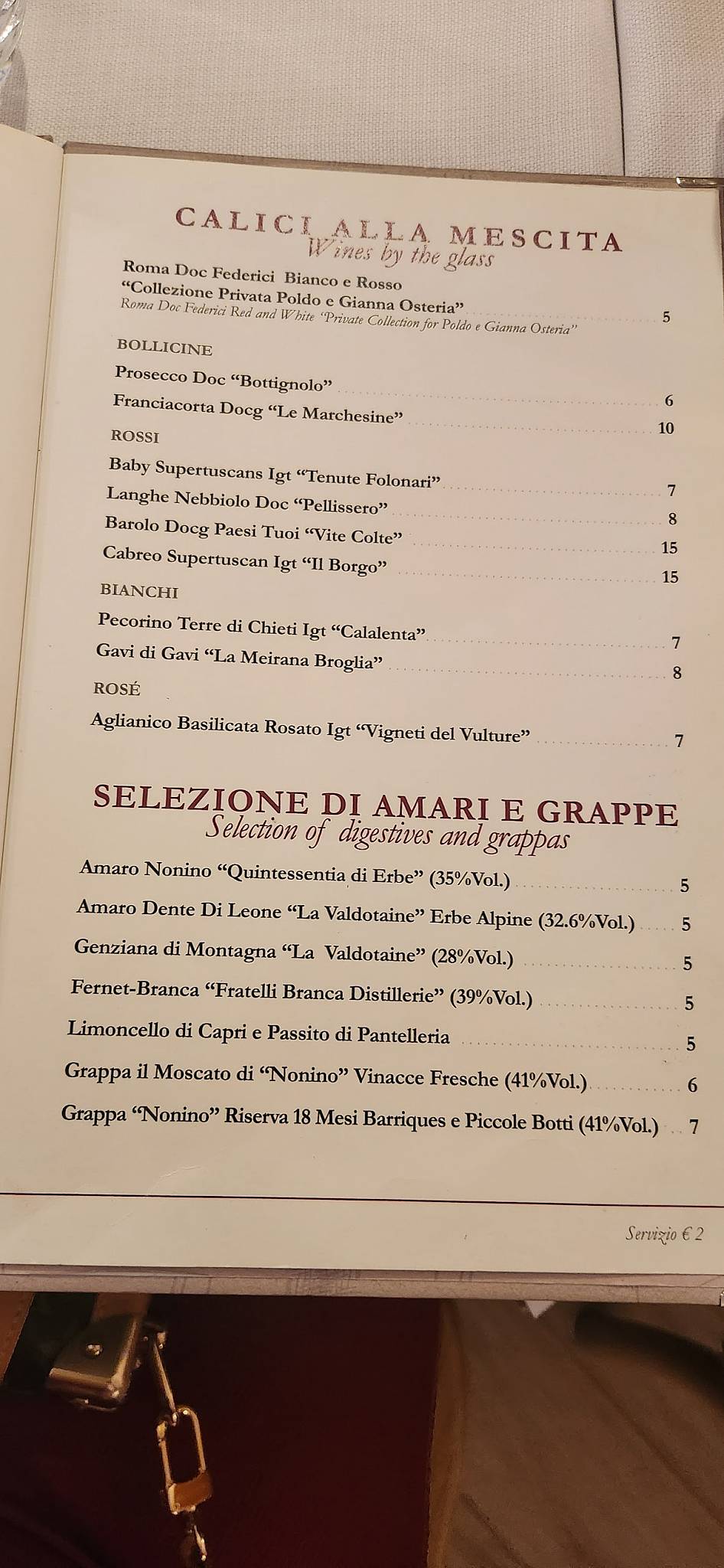 Menu at Poldo e Gianna Osteria restaurant, Rome, Vicolo Rosini