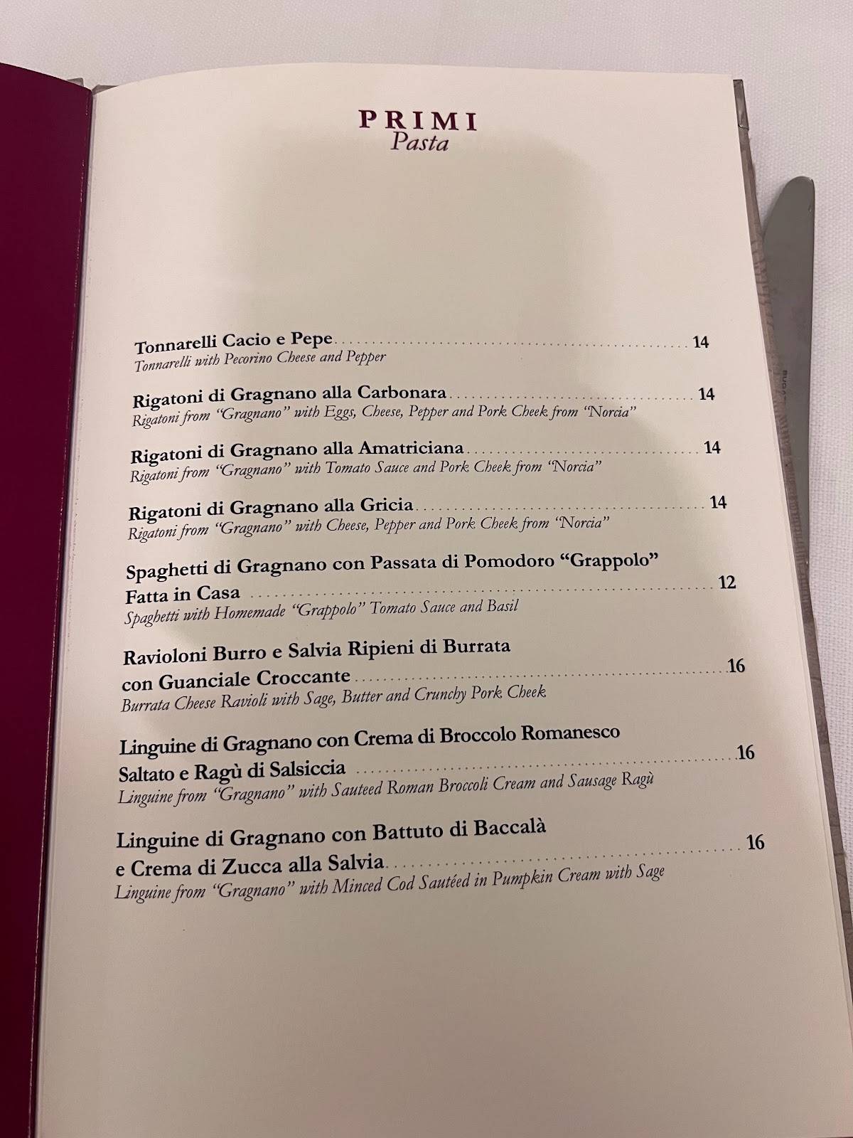 Menu at Poldo e Gianna Osteria restaurant, Rome, Vicolo Rosini