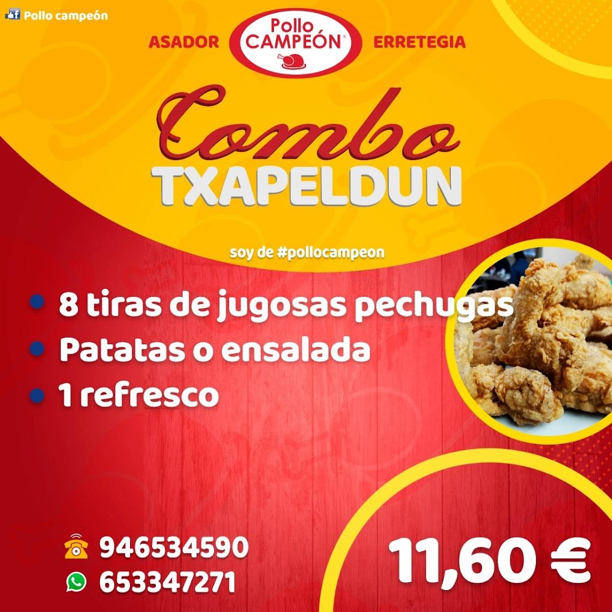 Carta del restaurante Pollo Campeón Algorta, Guecho