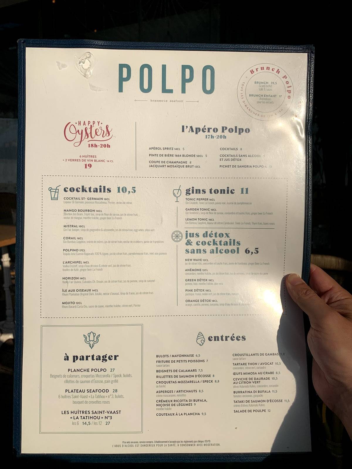 Menu au Polpo Brasserie restaurant, Levallois-Perret