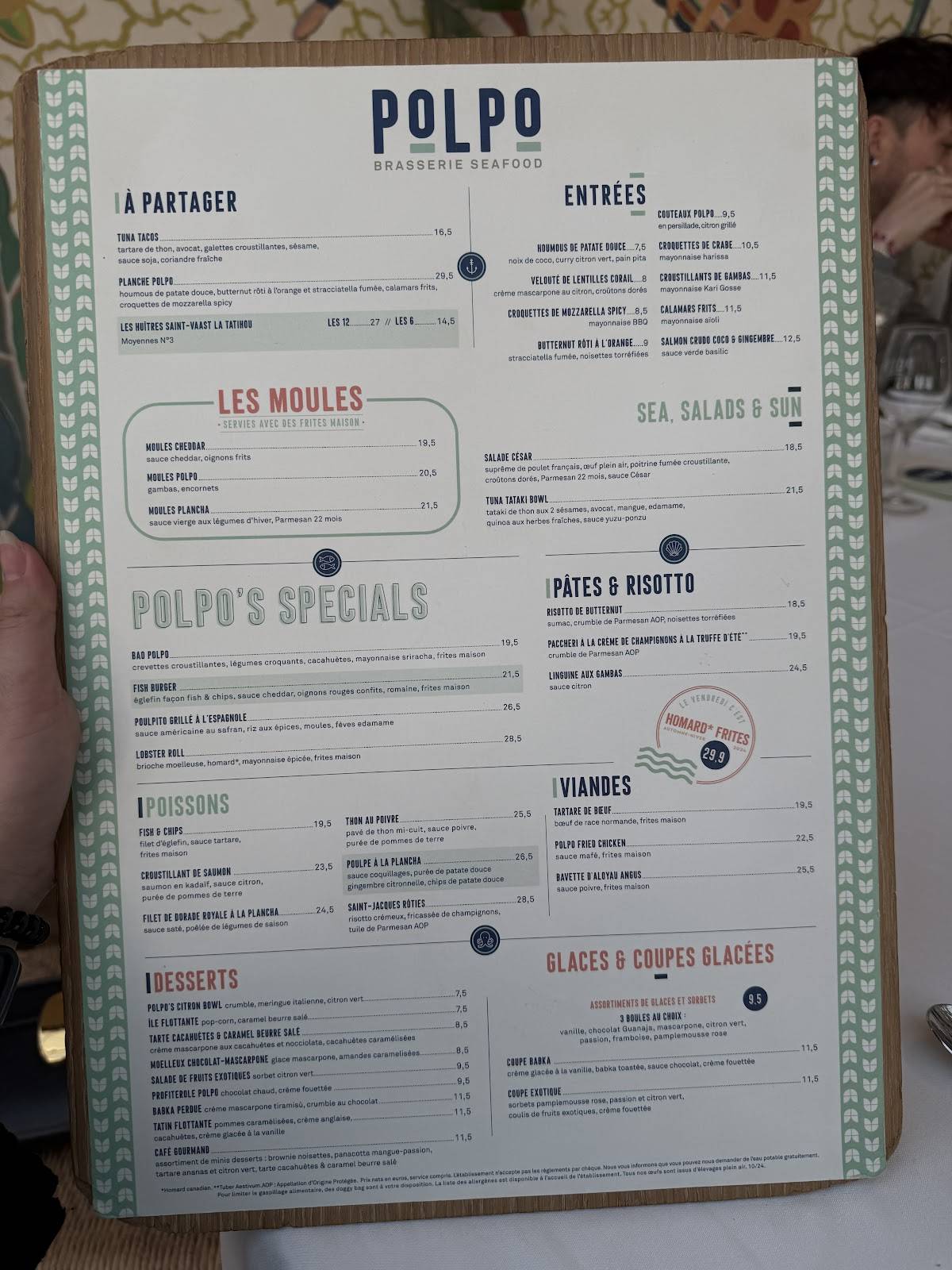 Menu au Polpo Brasserie restaurant, Levallois-Perret