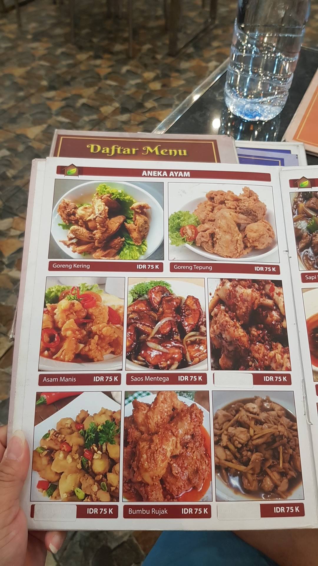 Menu at Pondok Daun Seafood & Nusantara Food restaurant, West Jakarta