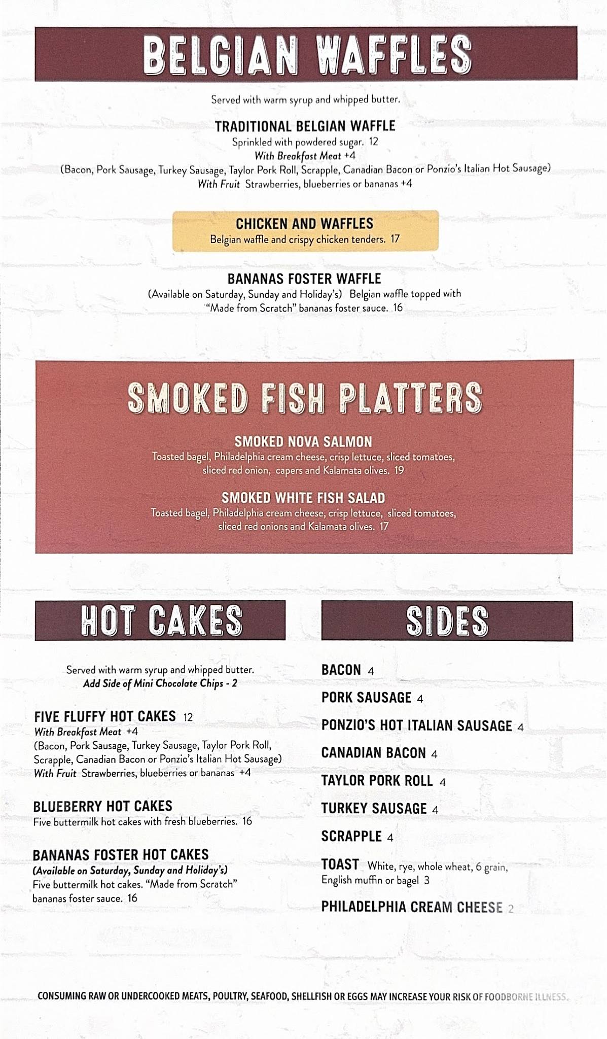 Menu at Ponzio's Diner-Bakery-Bar, Cherry Hill