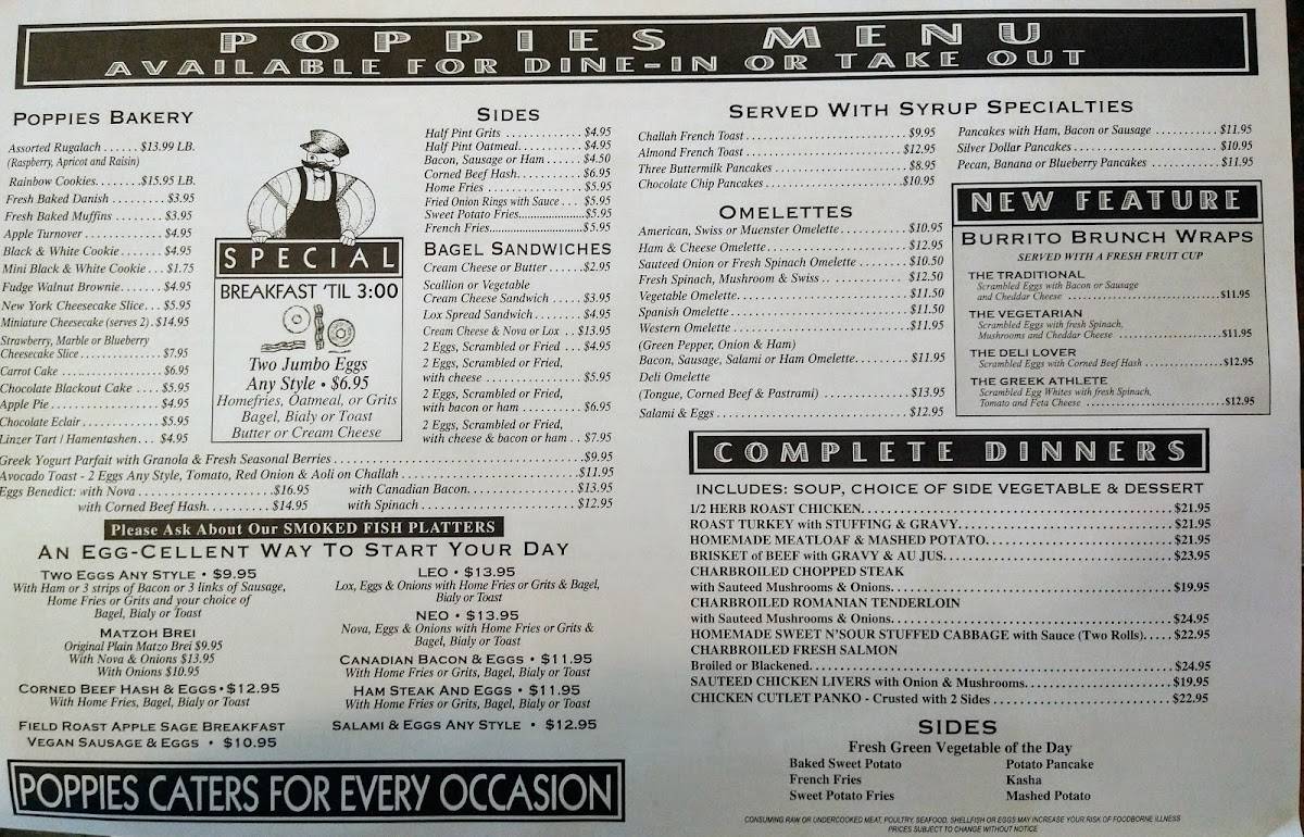 Menu at Poppies Restaurant & Deli, Delray Beach, Linton Blvd