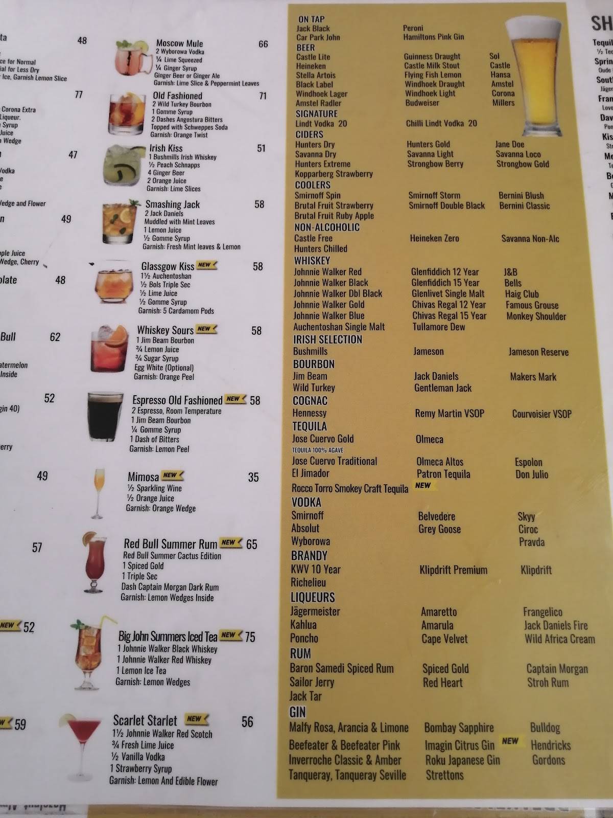 Menu at Salt Restaurant, Port Elizabeth