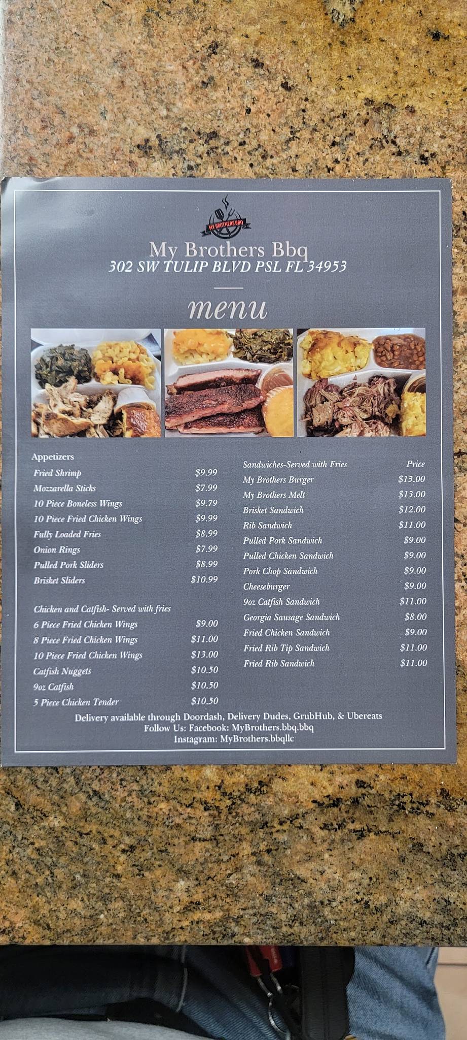 Menu at My Brothers Bbq, Port St. Lucie