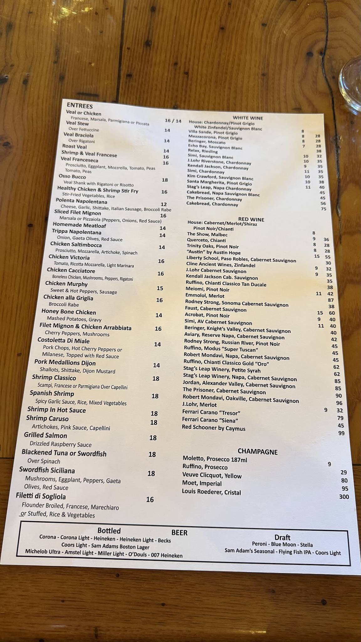 Menu at Portobello steakhouse, Oakland, 175 Ramapo Valley Rd