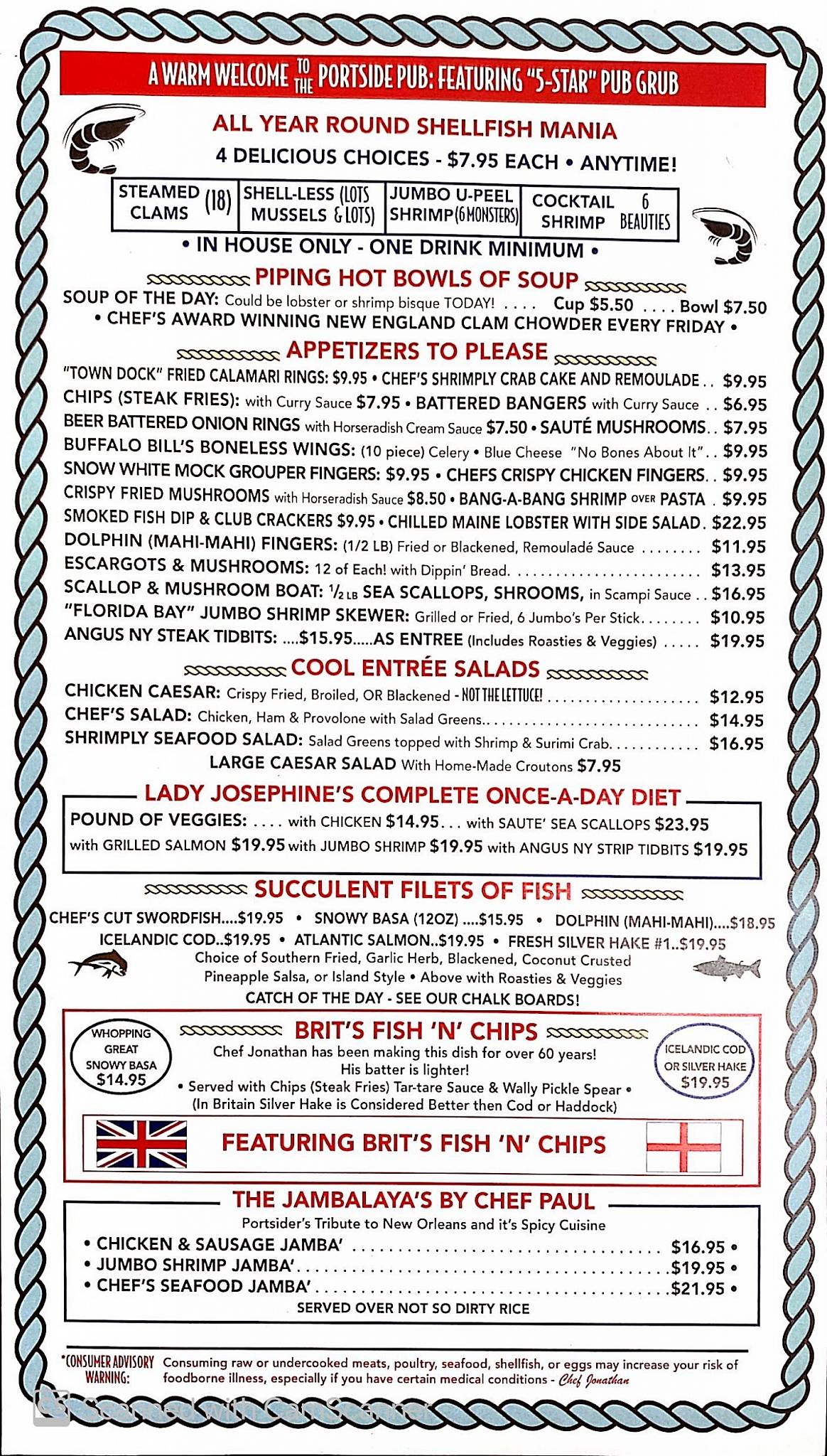Menu at Portside Pub & Grille, Sebastian