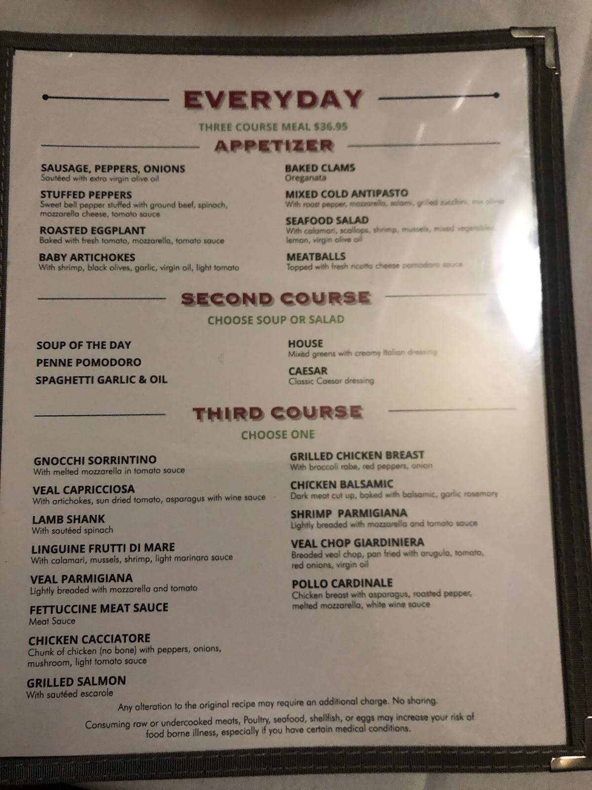 Menu at Positano Italian Restaurant, Boca Raton