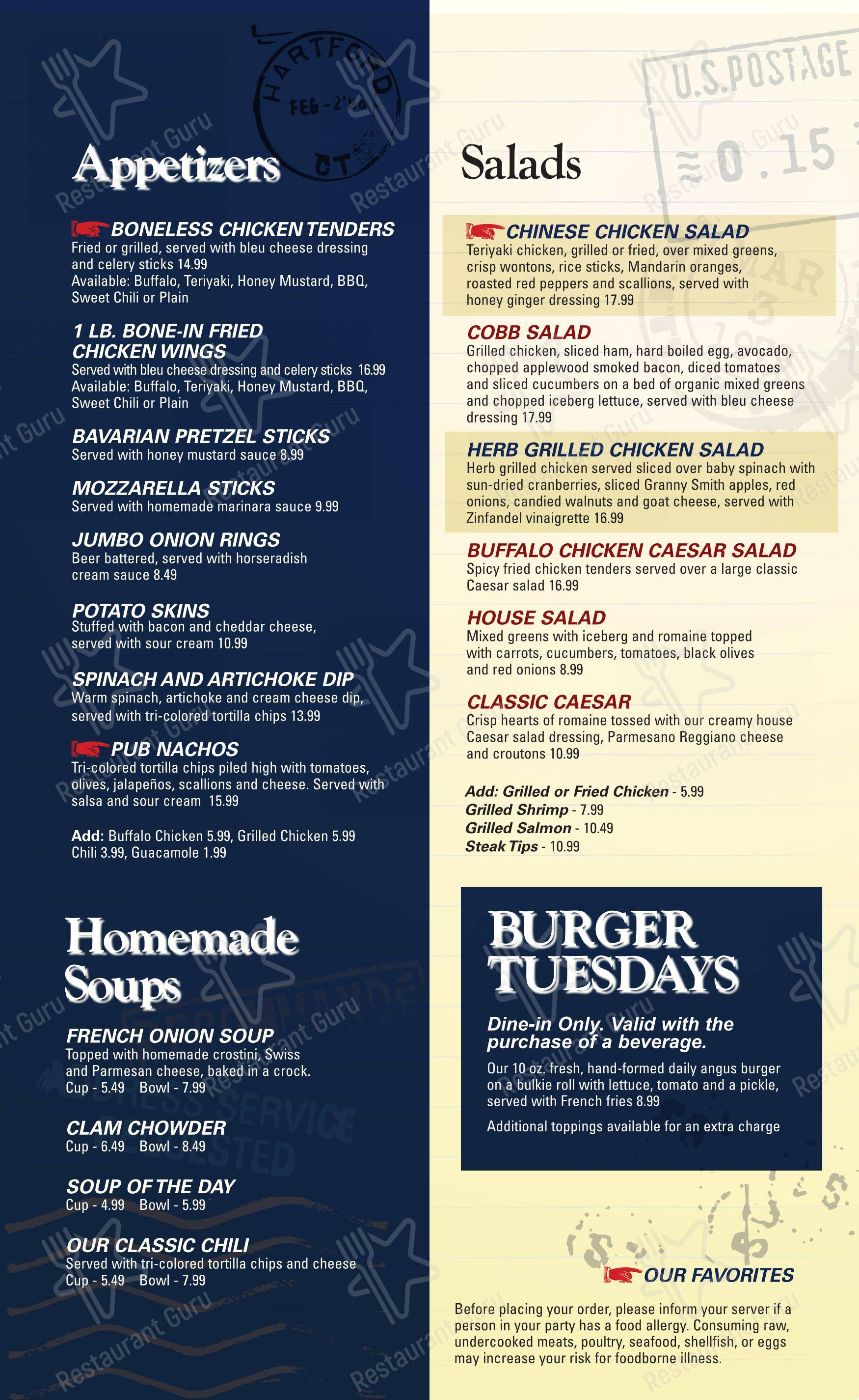 Menu at Post Office Pub Restaurant, Grafton