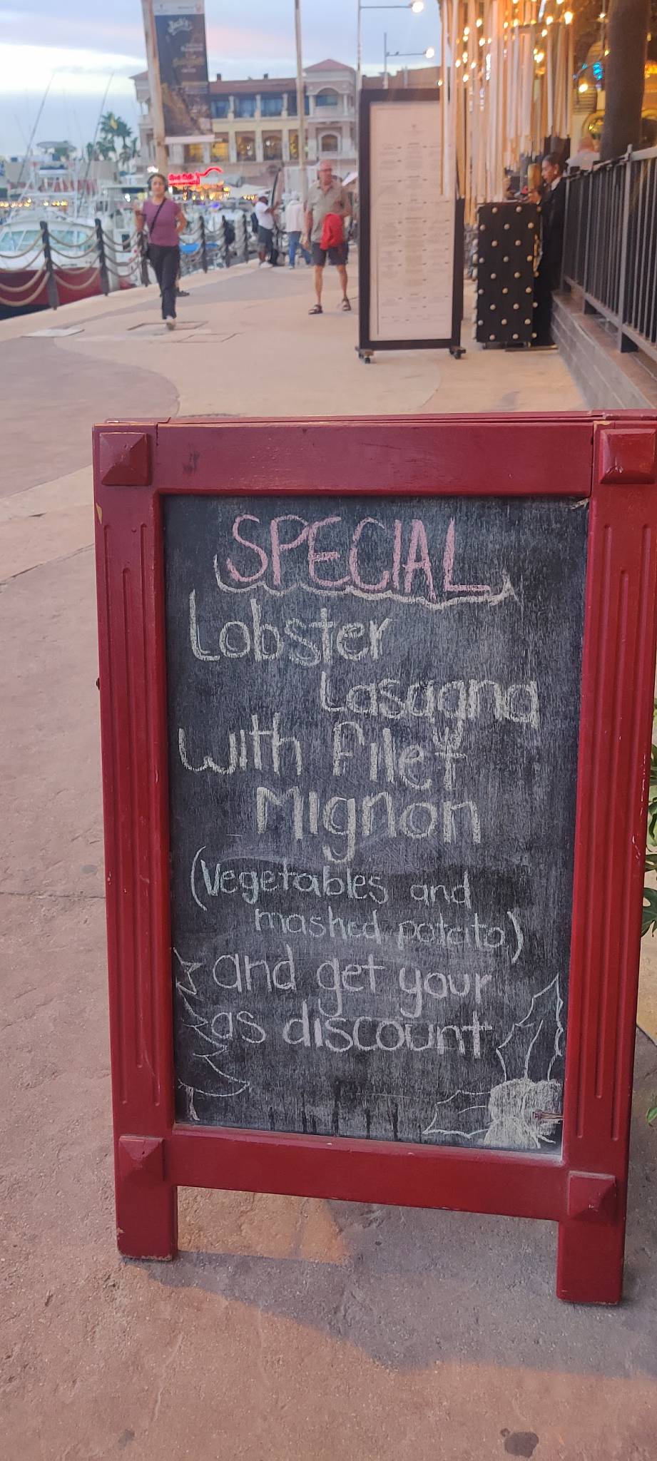 Menu at Presto restaurant, Cabo San Lucas