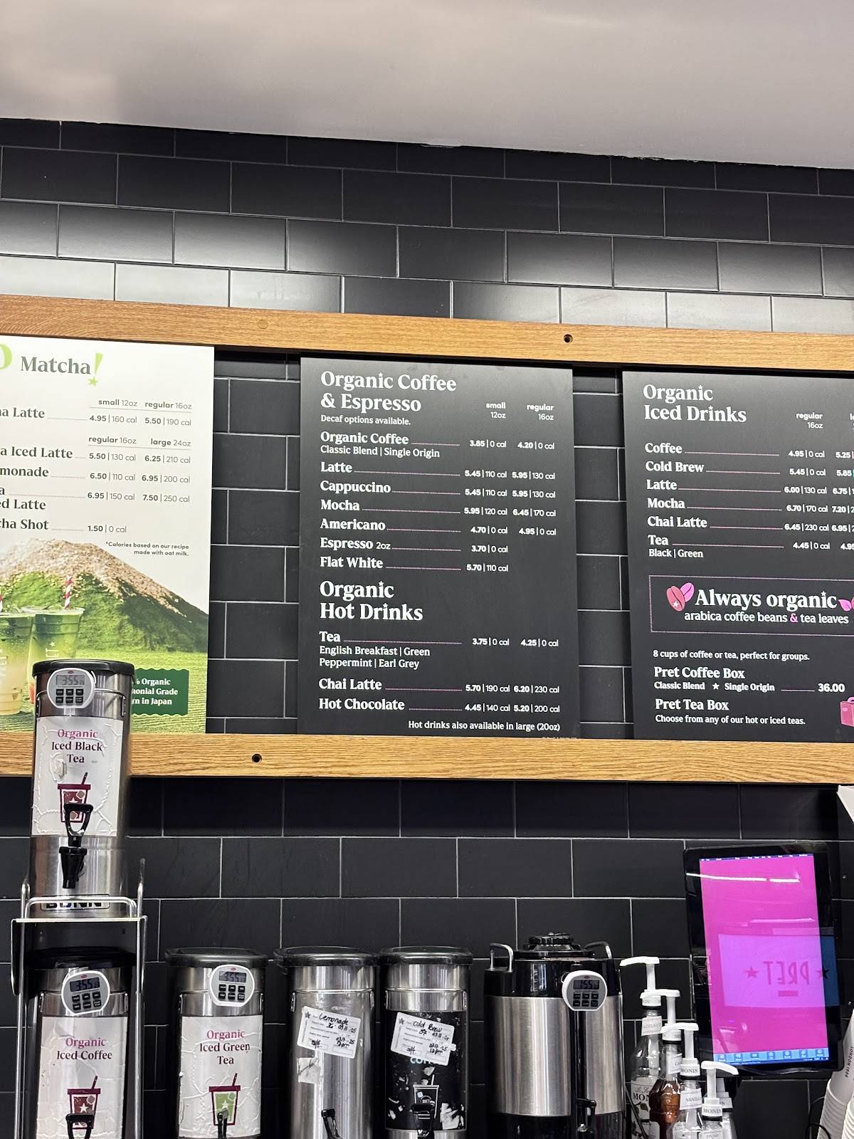 Menu at Pret A Manger fast food, New York City, 400 Park Ave S