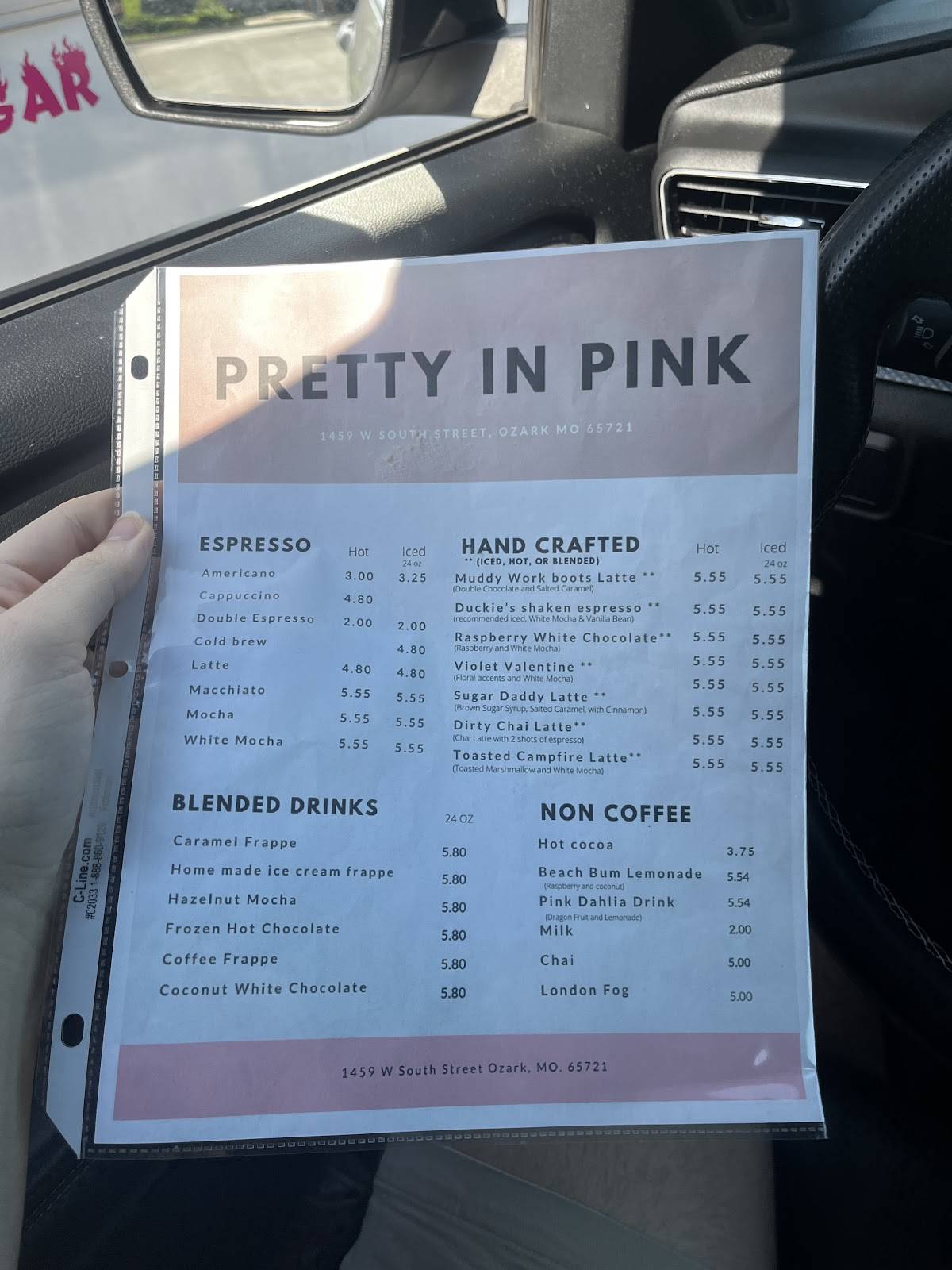 Menu at Pretty in Pink Coffee desserts, Ozark