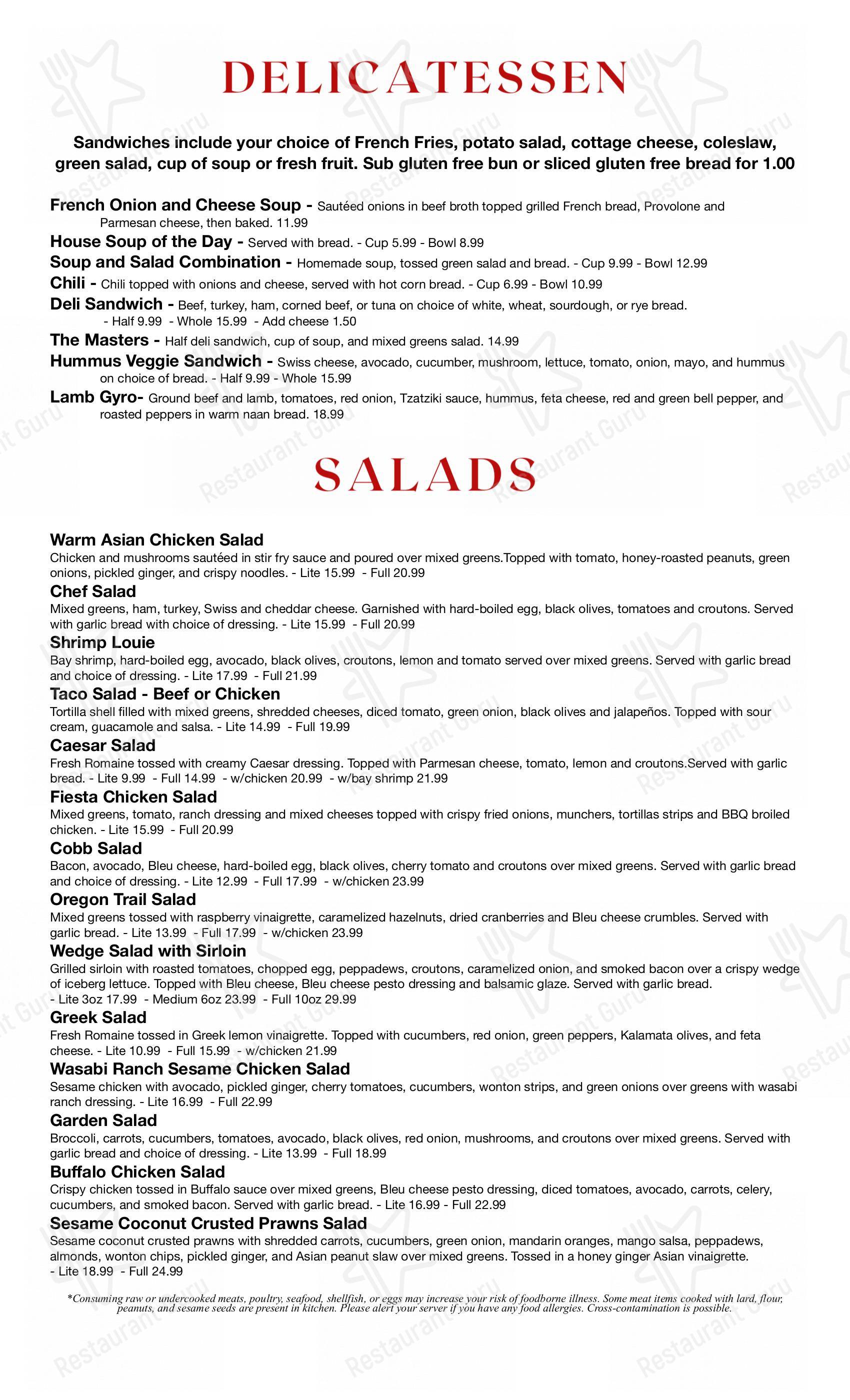 Menu at Prime Time Restaurant & Sports Bar, Forest Grove