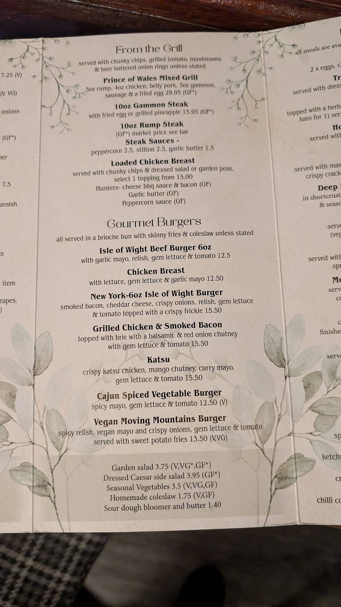 Menu at Prince of Wales East Cowes pub & bar, East Cowes